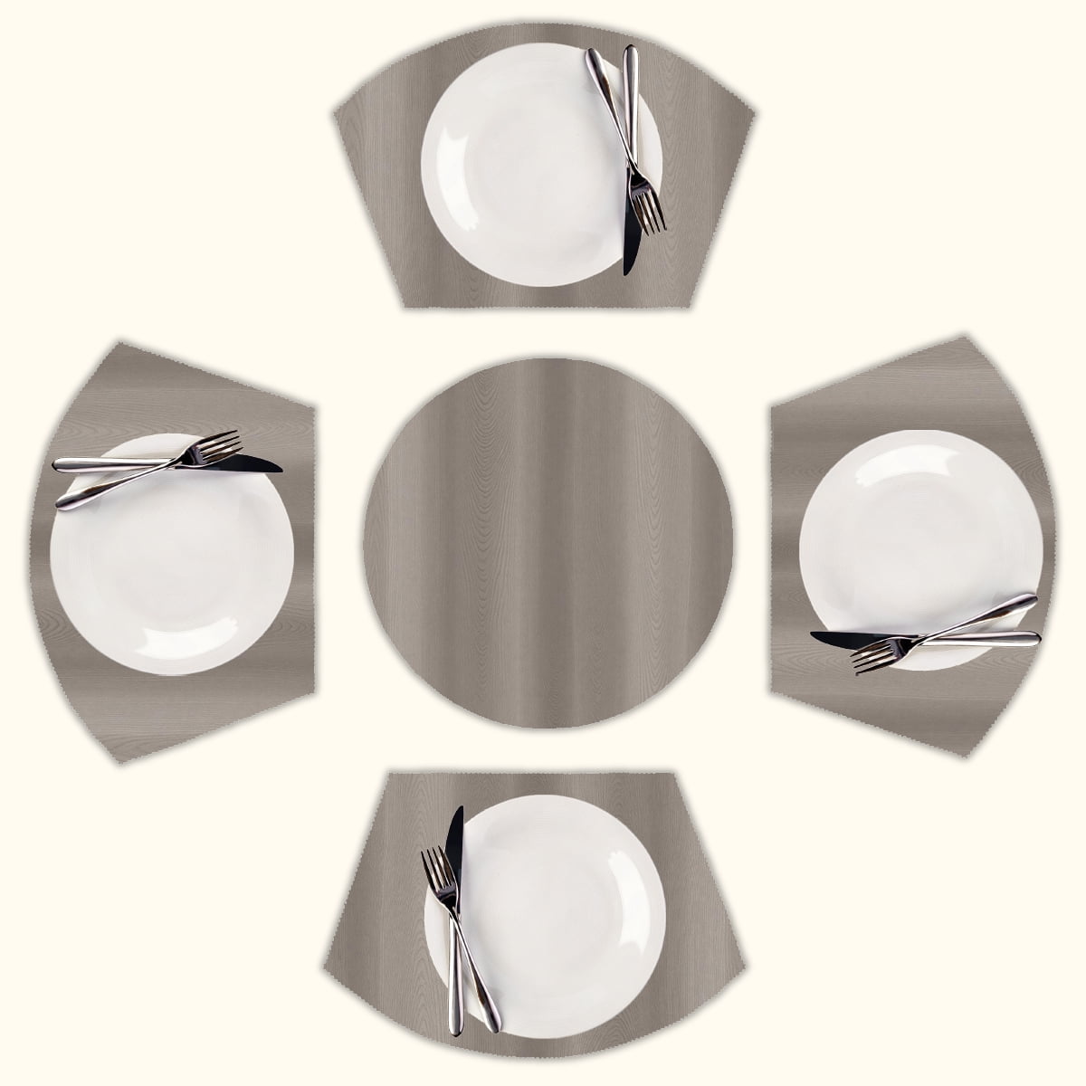 Gray Wood Grain Texture Round Table Placemats Set Of 5 Wedge Table Mats ...