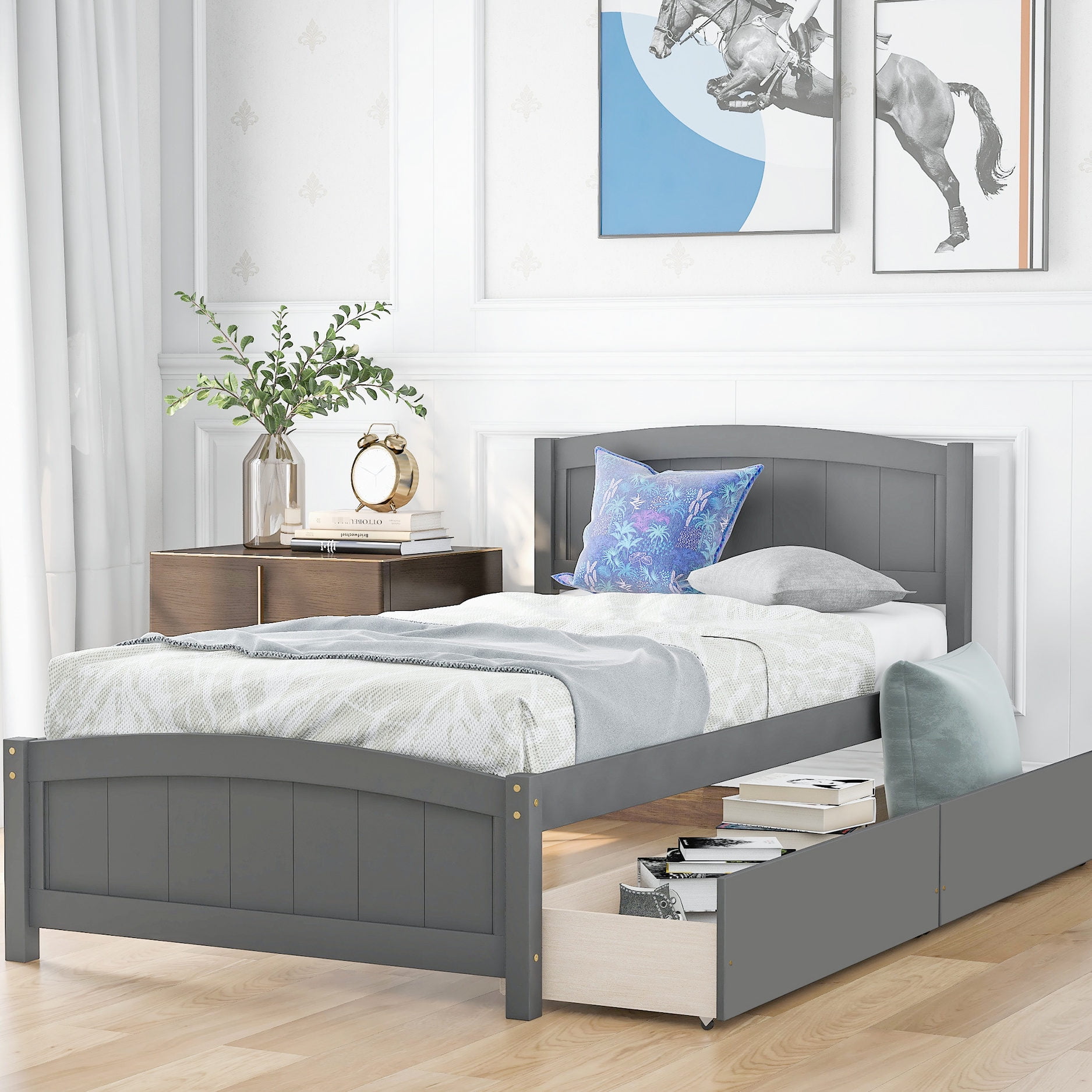 Gray Wood Platform Bed | Durable Frame, Decor - Friendly | Bedroom ...