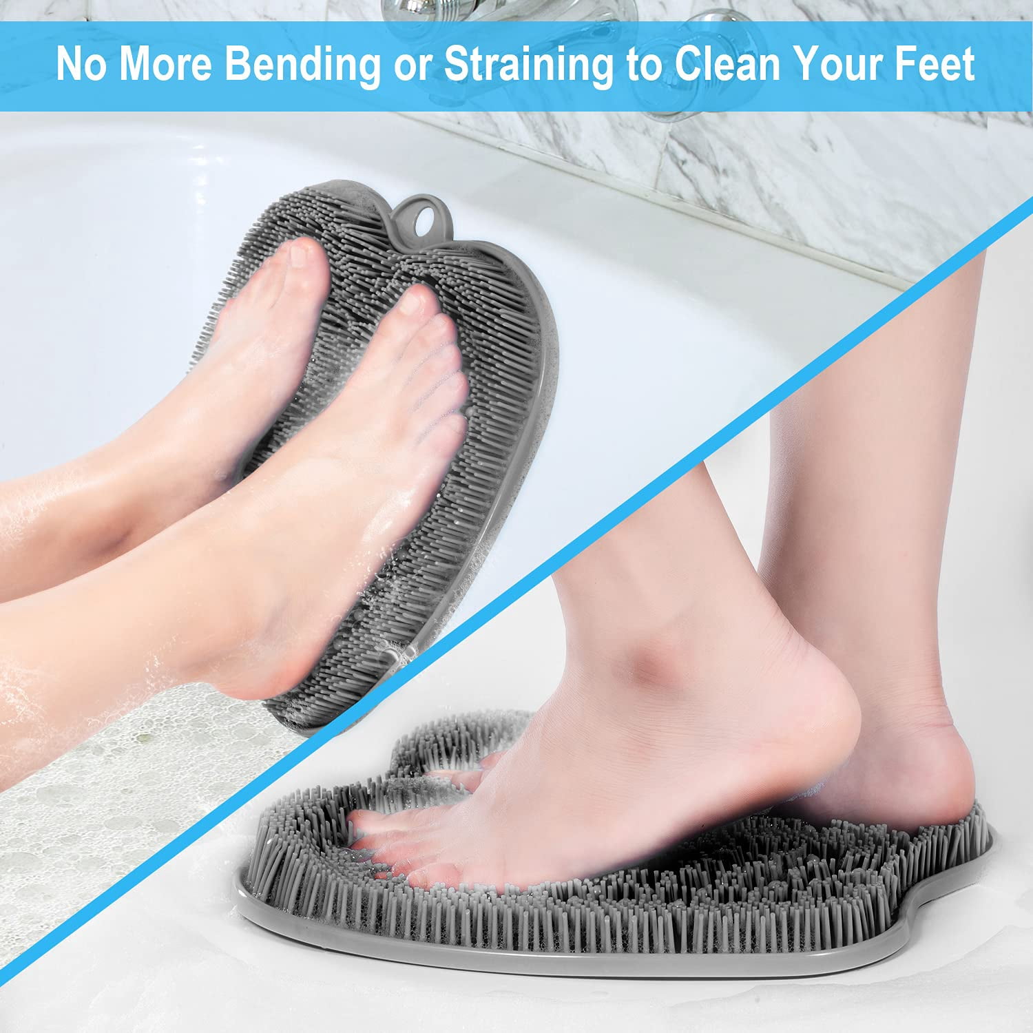Gray XL Large Foot Scrubber Mat Shower Use for Men and Women - Walmart.com