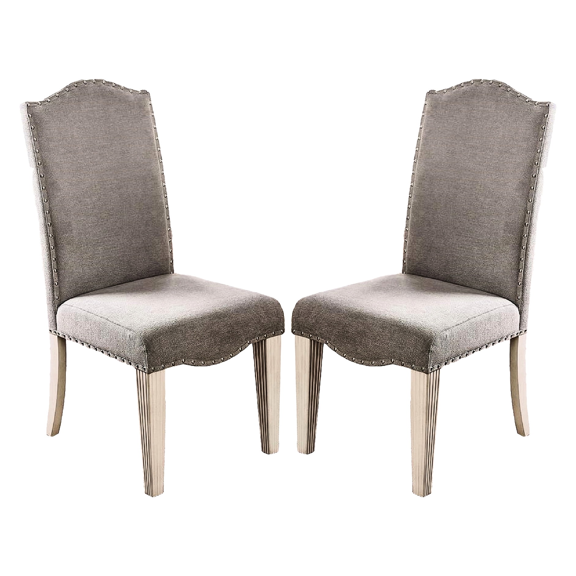 Gray and Antique White Parson Dining Chairs with Camel Back for ...