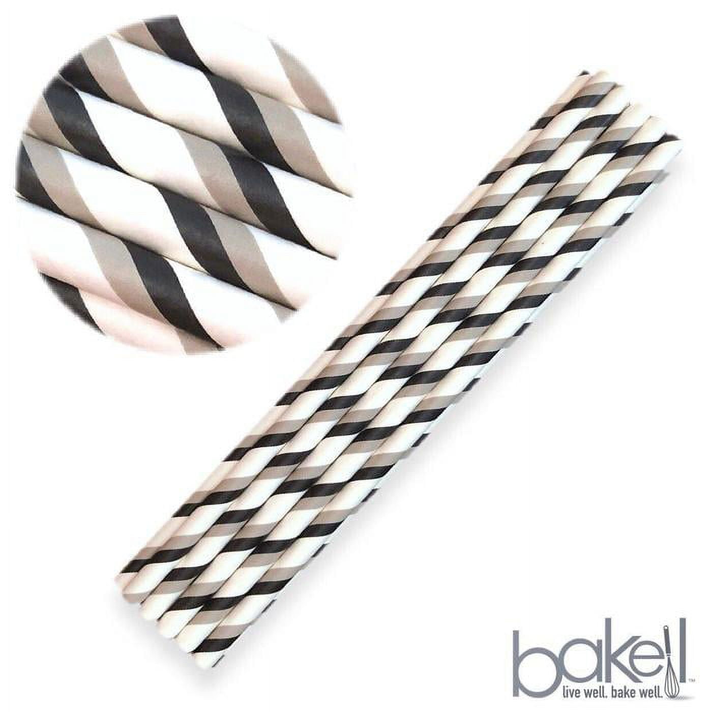 Bakell - Gray and Black Candy Cane Stripes Paper Straws (24 PC) for ...