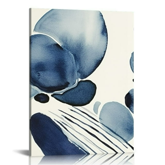 Gray and Blue Wall Decor Navy Blue Modern Art Blue Gold Abstract Canvas ...