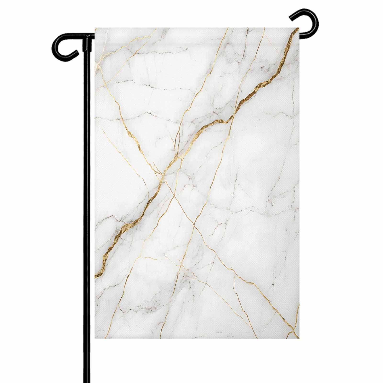 Gray and Gold Marble Texture Garden Flags for Outside Abstract Lines ...