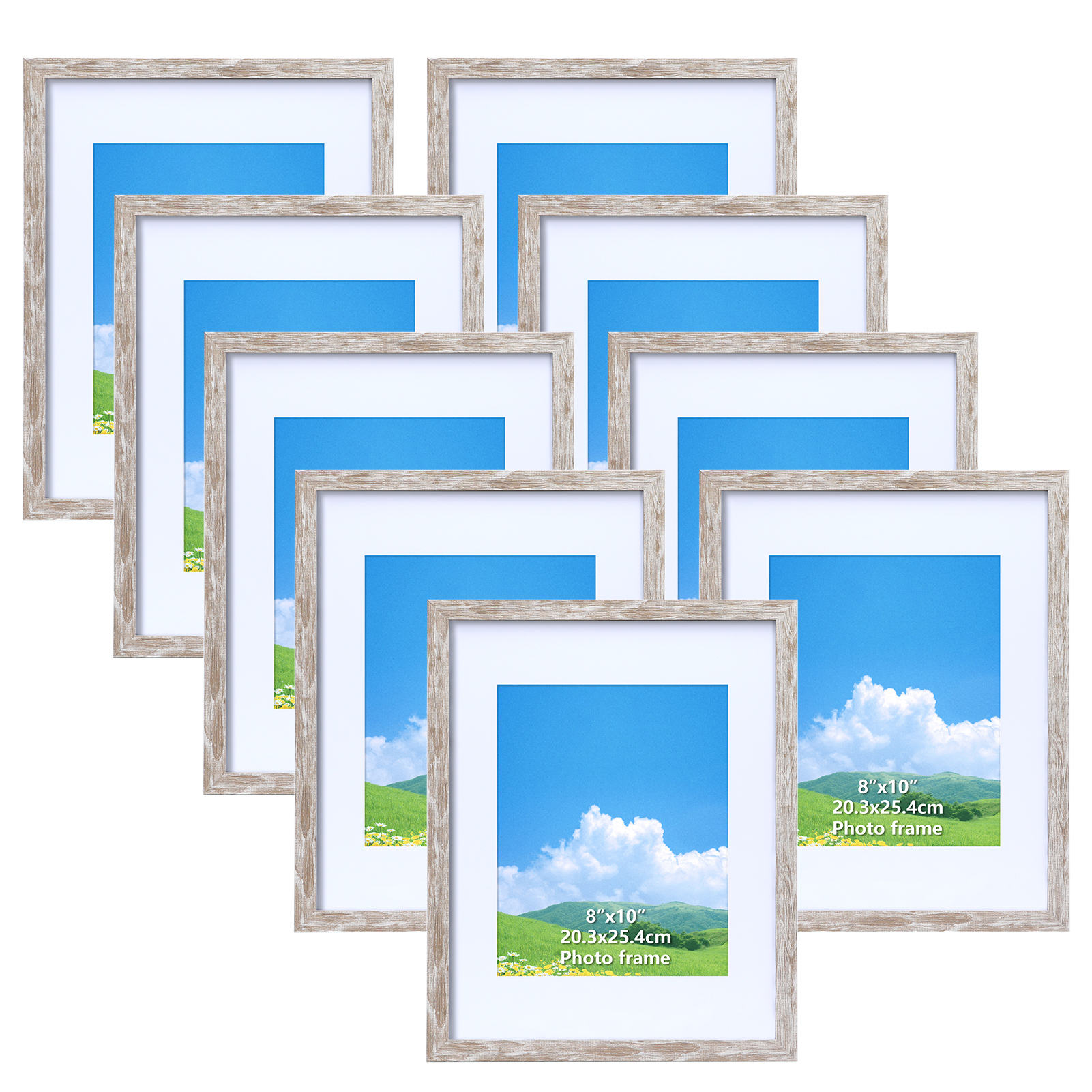 Trademark Fine Art Heavy-Duty 11x14 Wood Picture Frame with 8x10 White ...