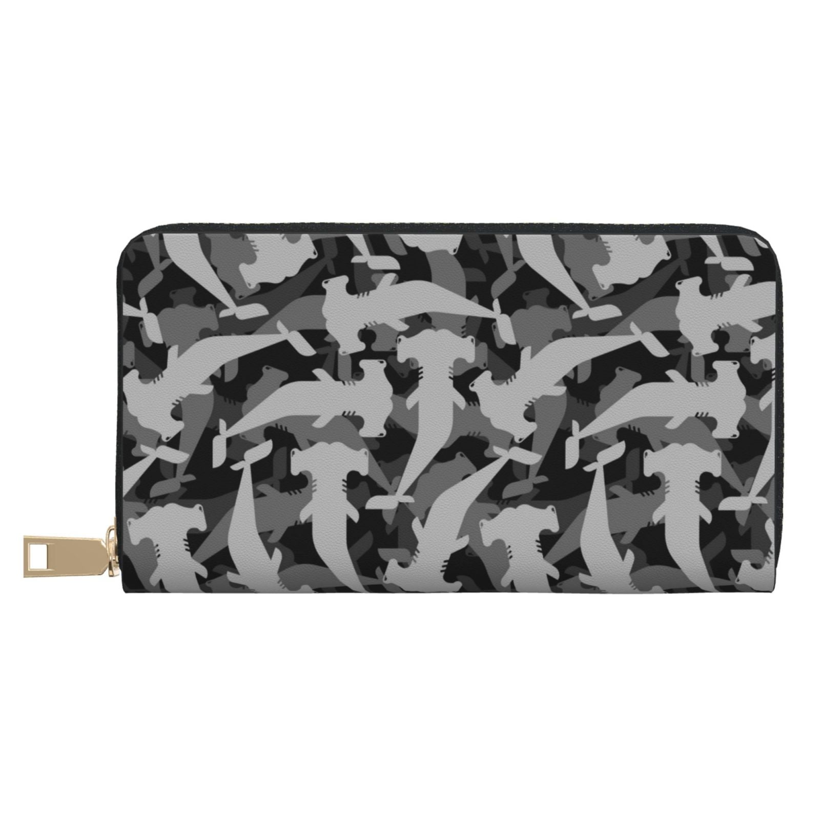 Gray camouflage hammerhead shark Wallet Women, Leather Bifold Multi ...
