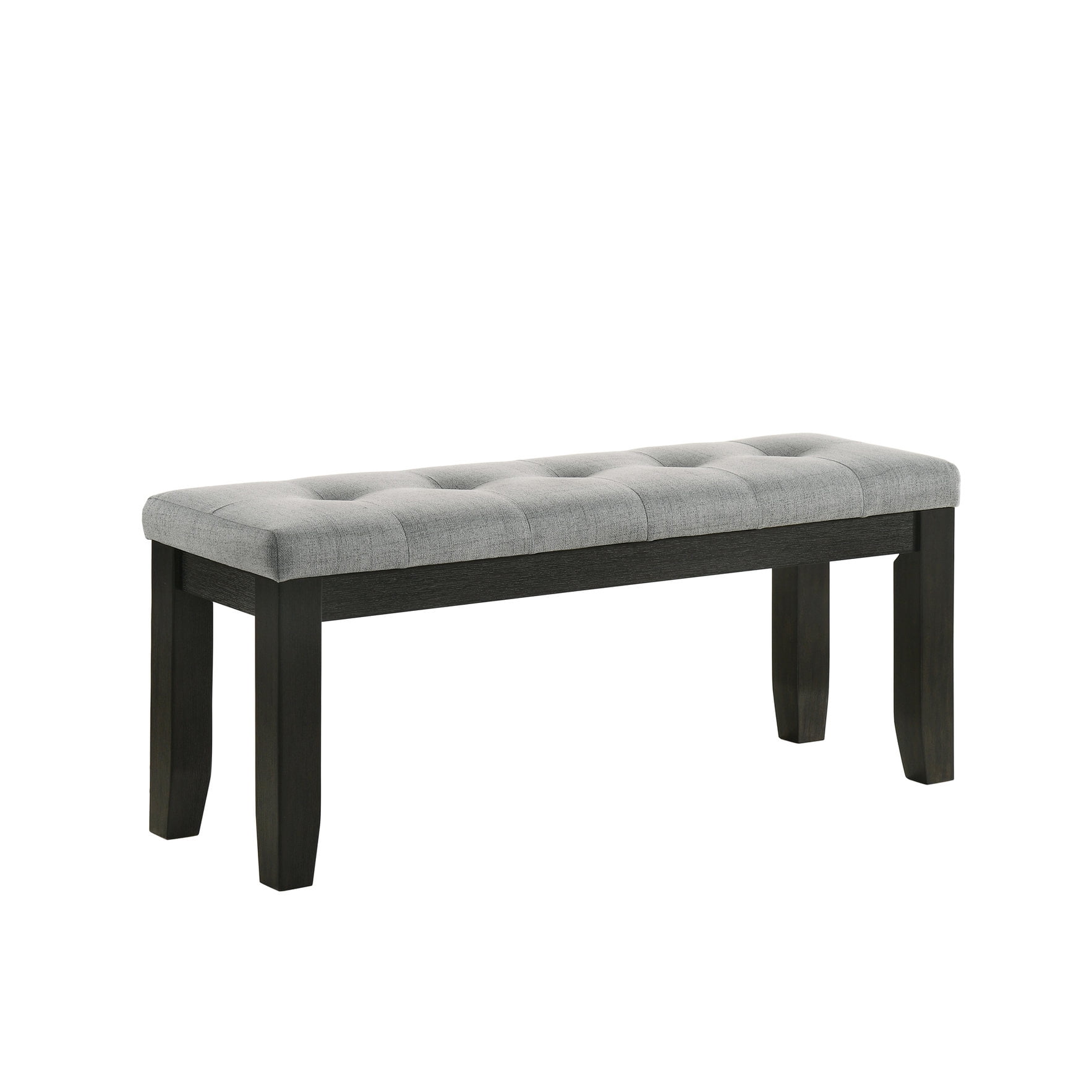 Gray fabric bench with button tufting and tapered legs in contemporary ...