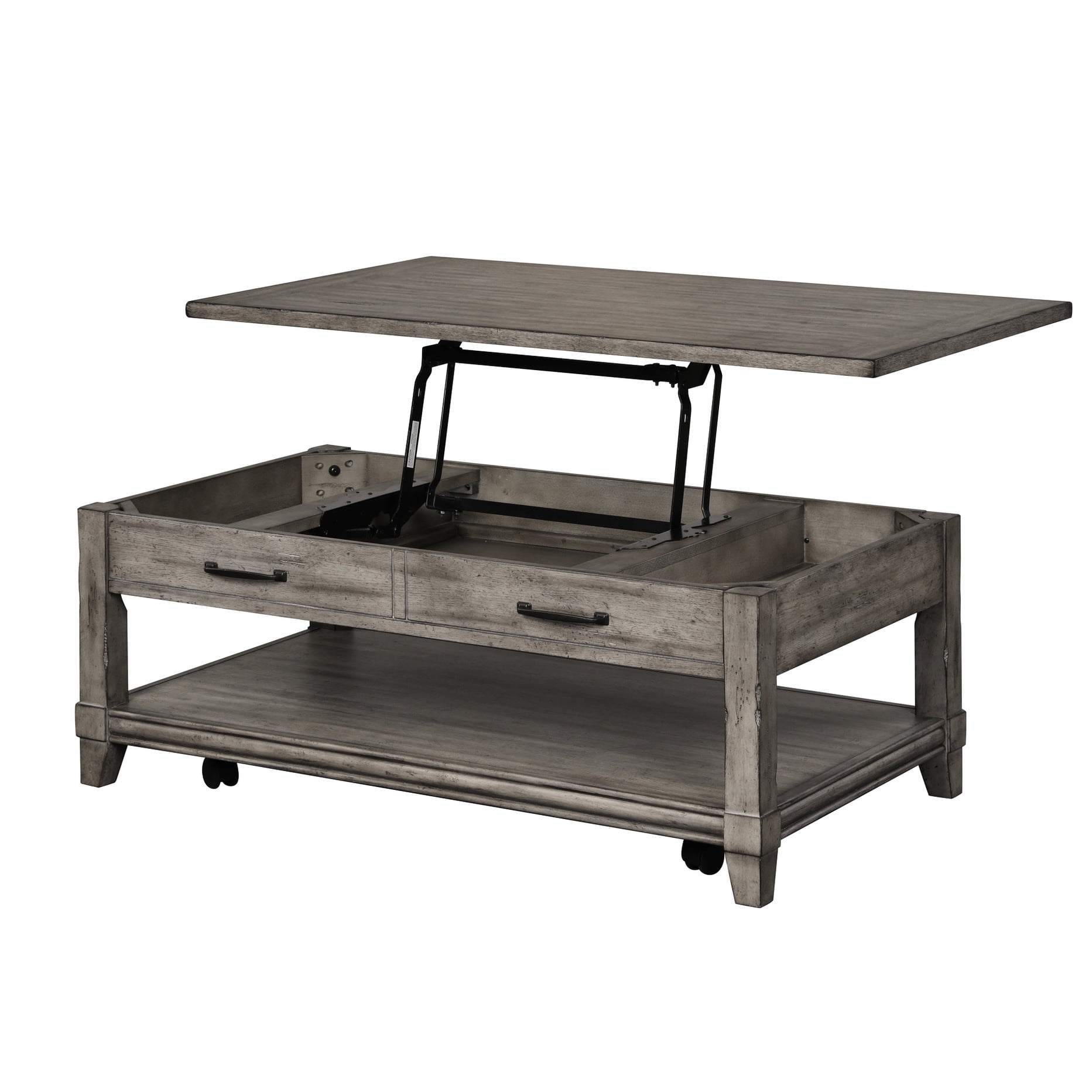 Gray lift top cocktail table with casters and sturdy structure for ...