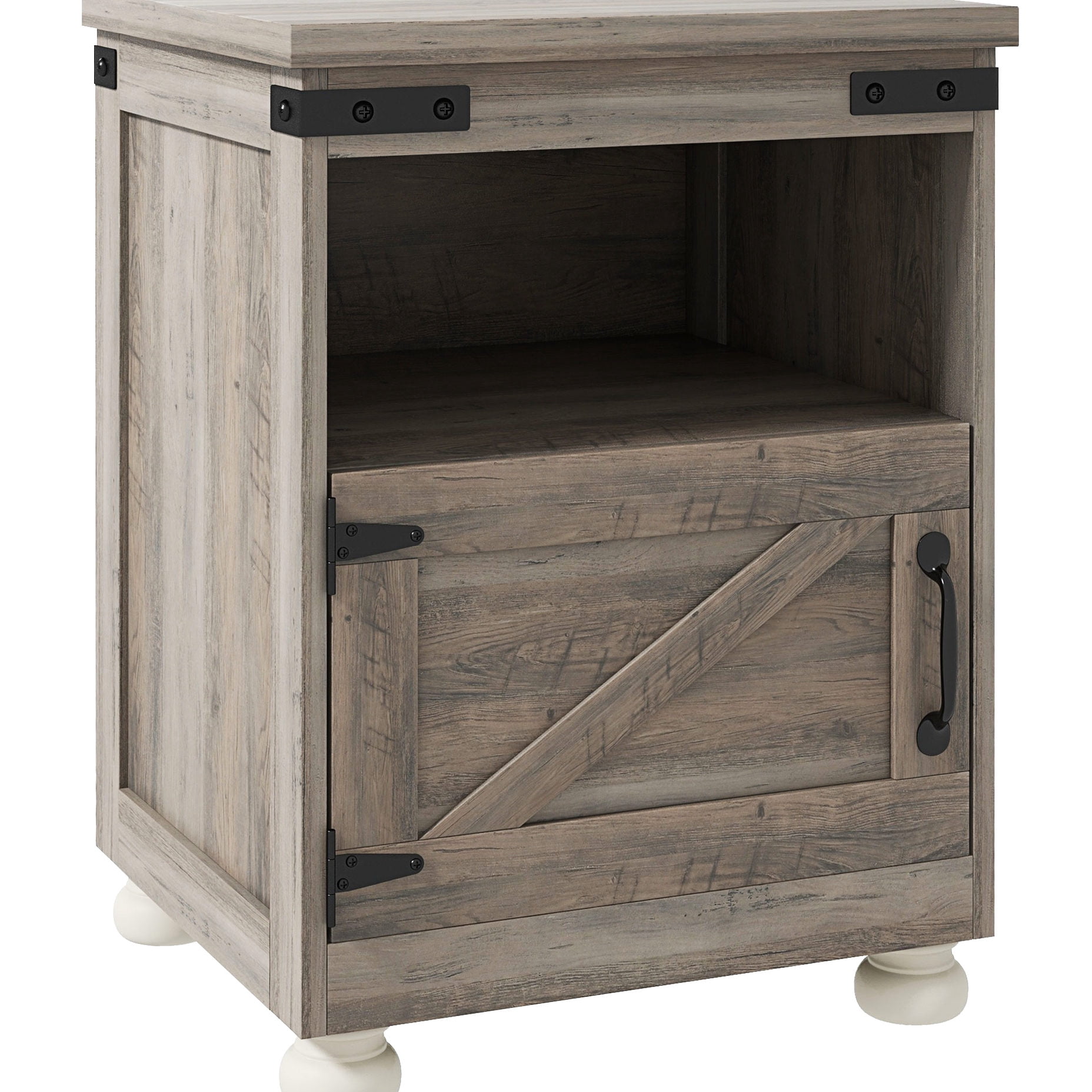 Gray modern farmhouse side table with storage for living room featuring ...