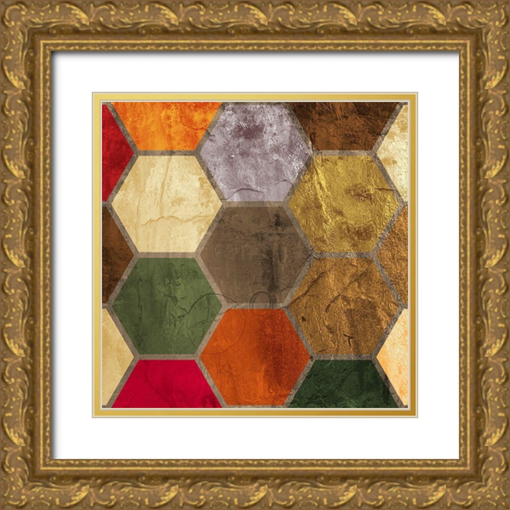 Grayscale 12x12 Gold Ornate Wood Framed with Double Matting Museum Art ...