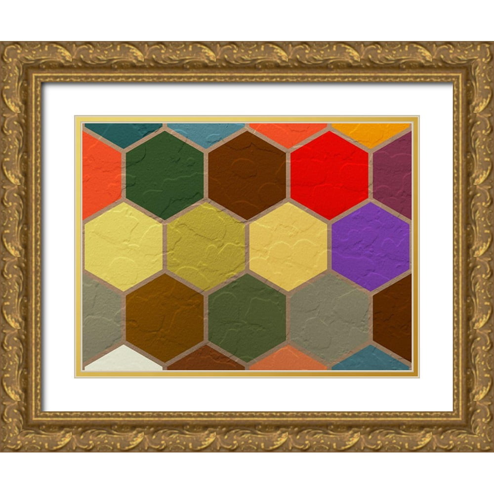 Grayscale 14x12 Gold Ornate Wood Framed with Double Matting Museum Art ...