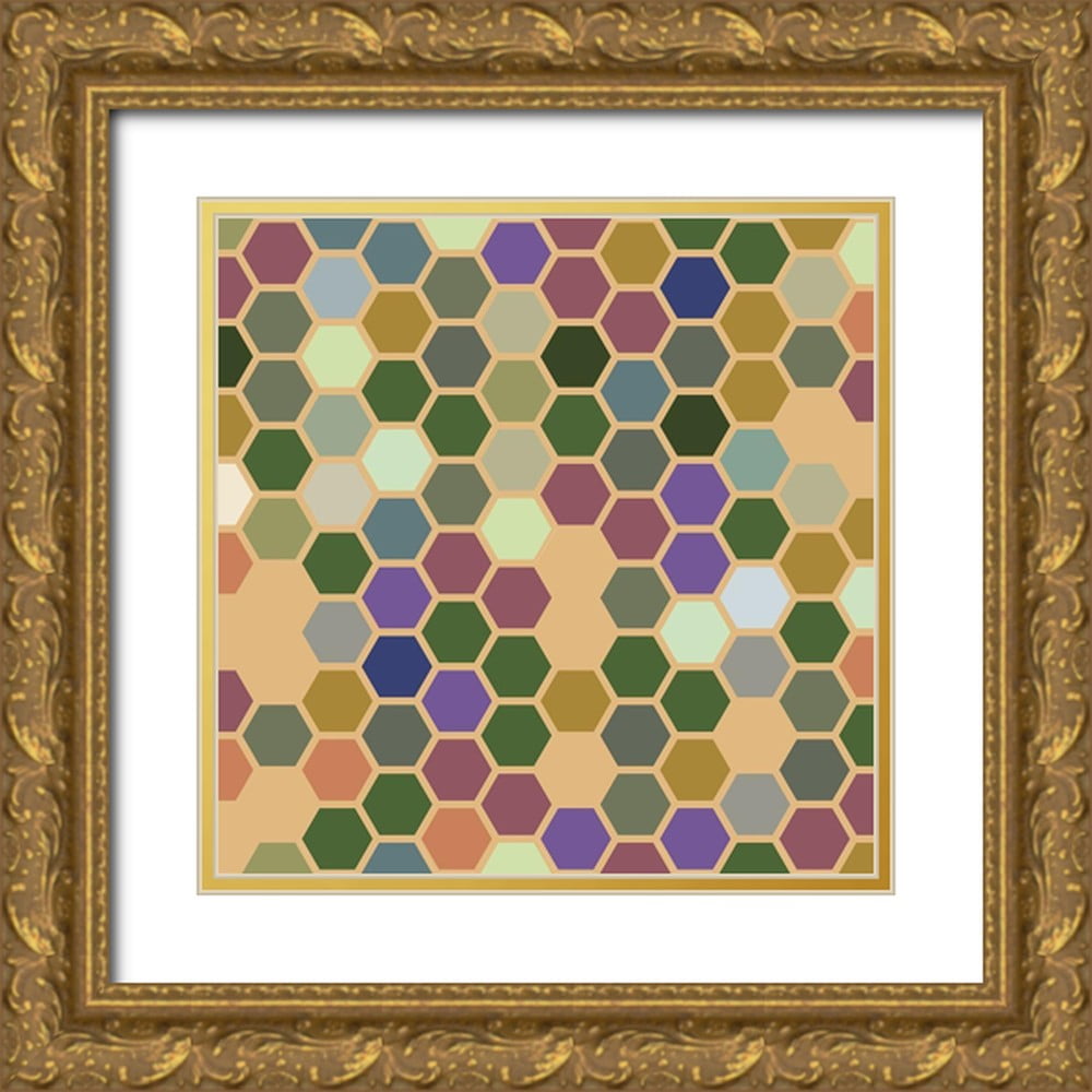 Grayscale 15x15 Gold Ornate Wood Framed with Double Matting Museum Art ...