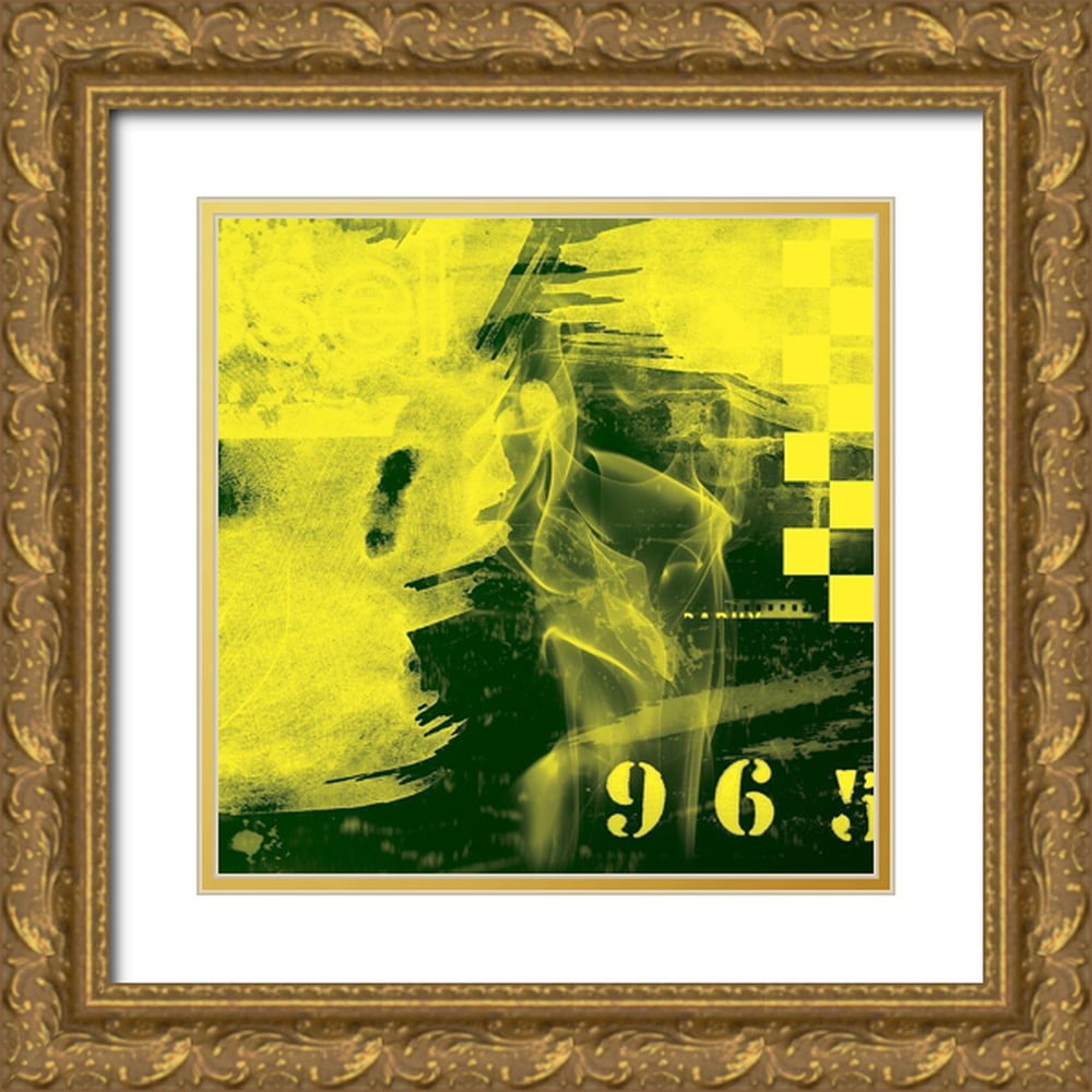 Grayscale 26x26 Gold Ornate Wood Framed with Double Matting Museum Art ...