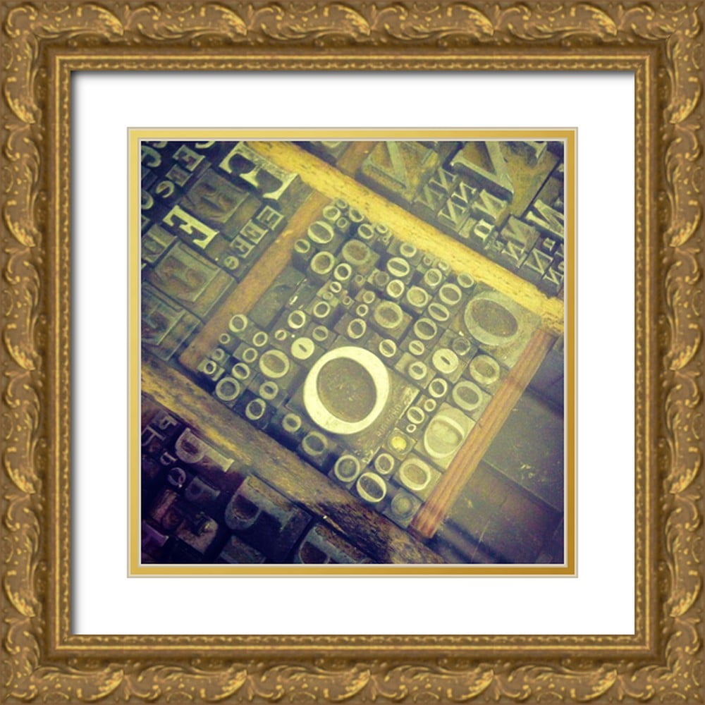 Grayscale 26x26 Gold Ornate Wood Framed with Double Matting Museum Art ...