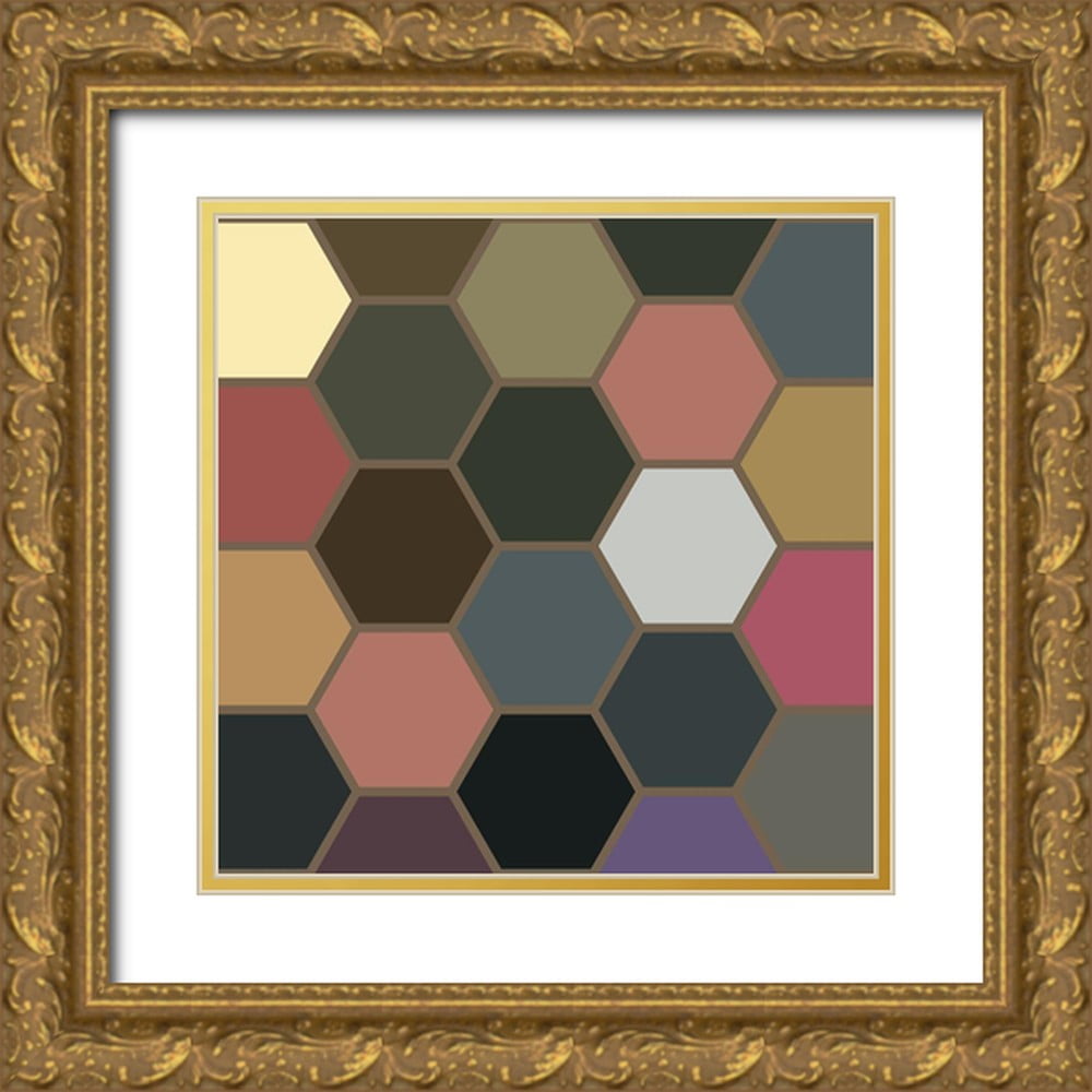 Grayscale 26x26 Gold Ornate Wood Framed with Double Matting Museum Art ...