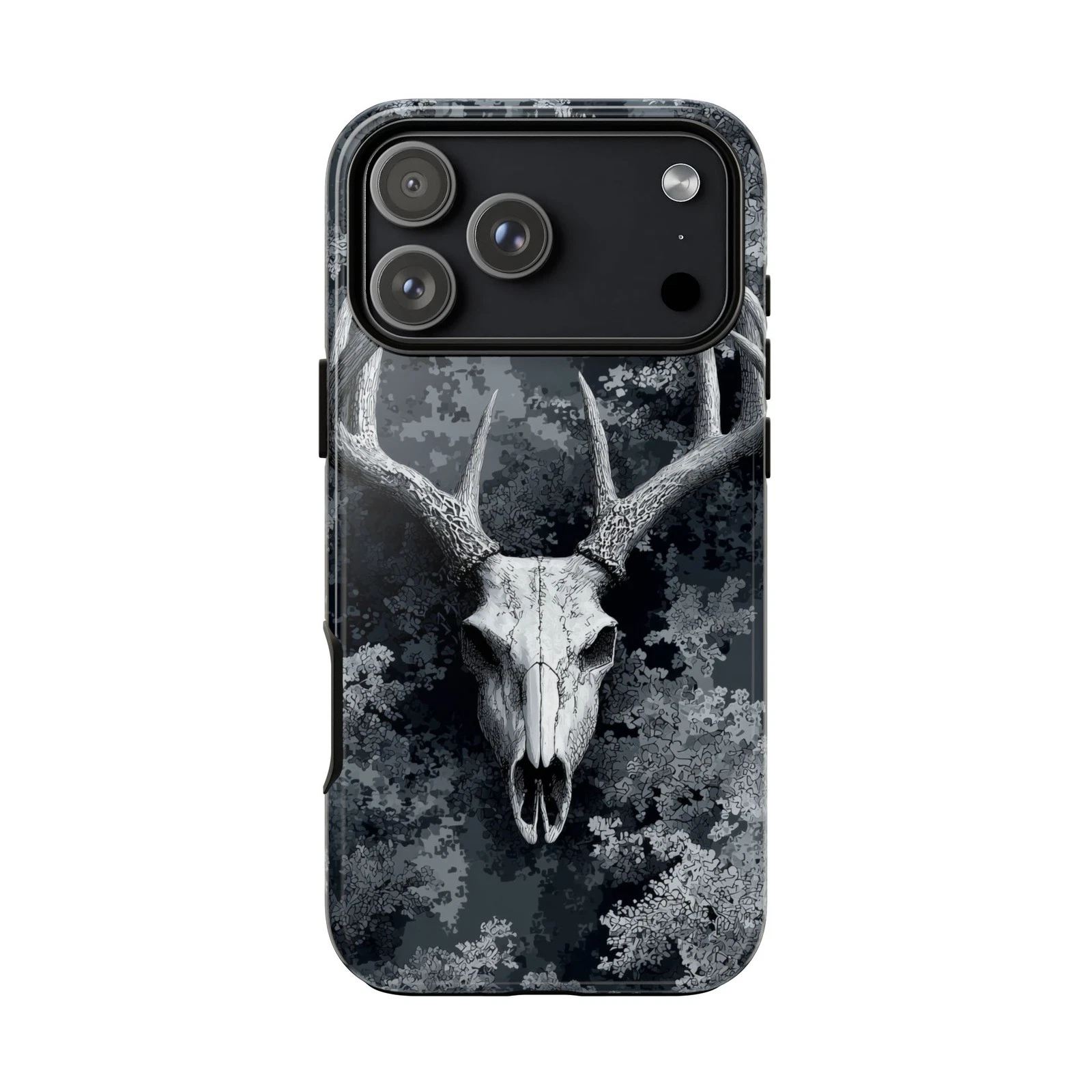 Grayscale Deer Antlers Forest Minimal Nature Case for iPhone 17 to 11 ...
