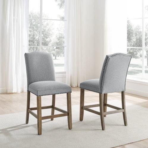 Grayson - Counter Chair With Nailhead Dark Gray Set of 2 - Walmart.com