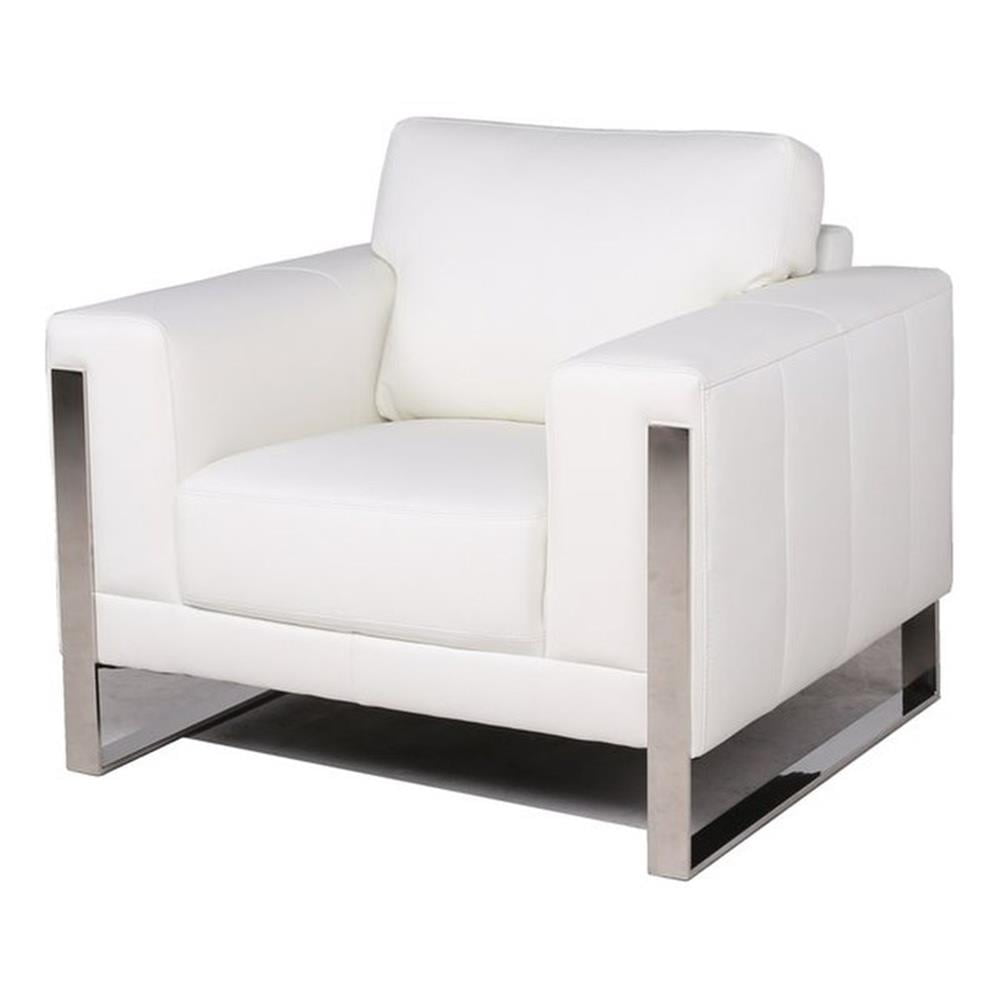 Grayson Modern Leather Accent Chair With Metal Leg In White - Walmart.com