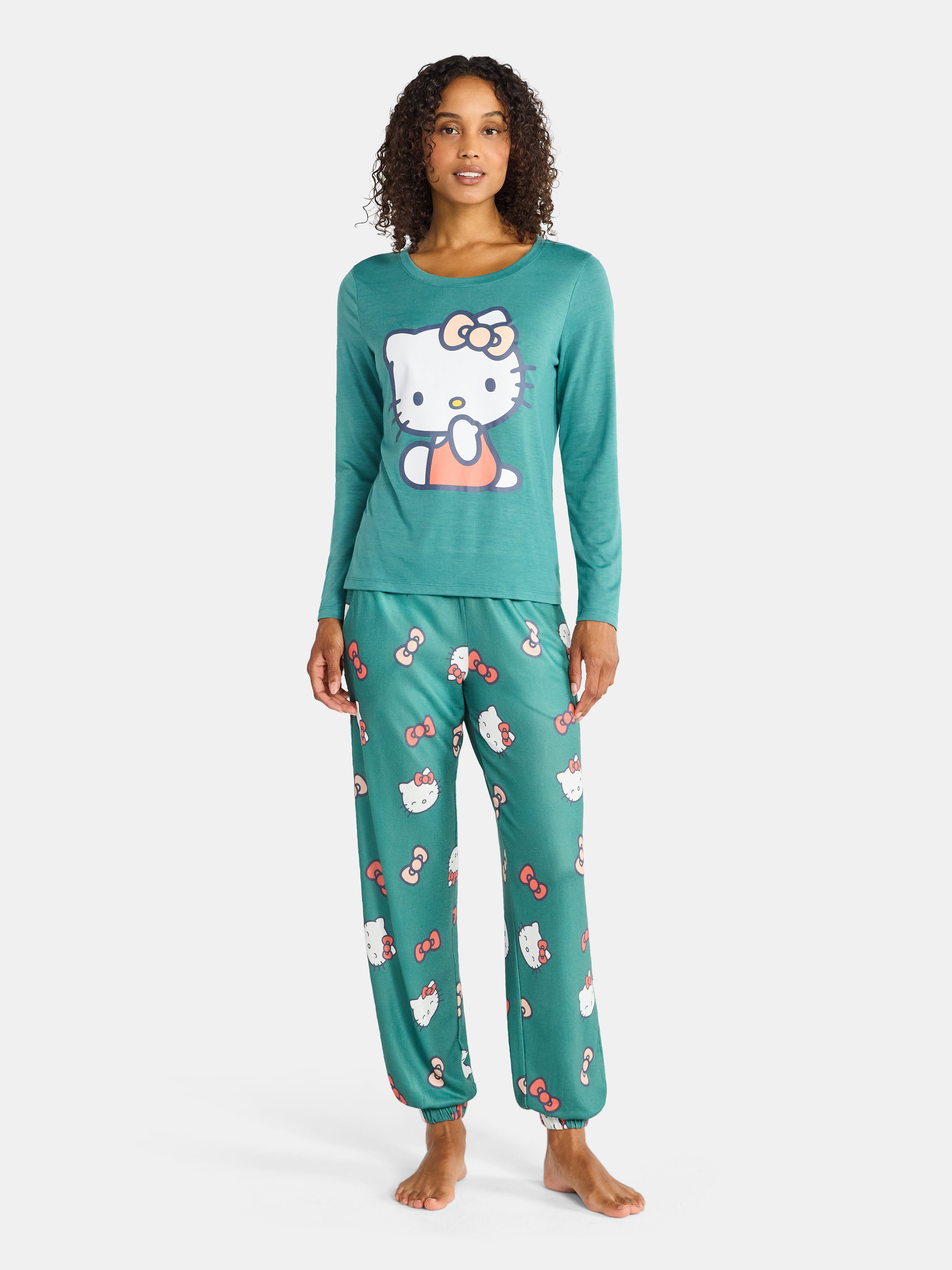 Grayson Social Hello Kitty Women's Bows Sleep Tee and Joggers Pajama ...