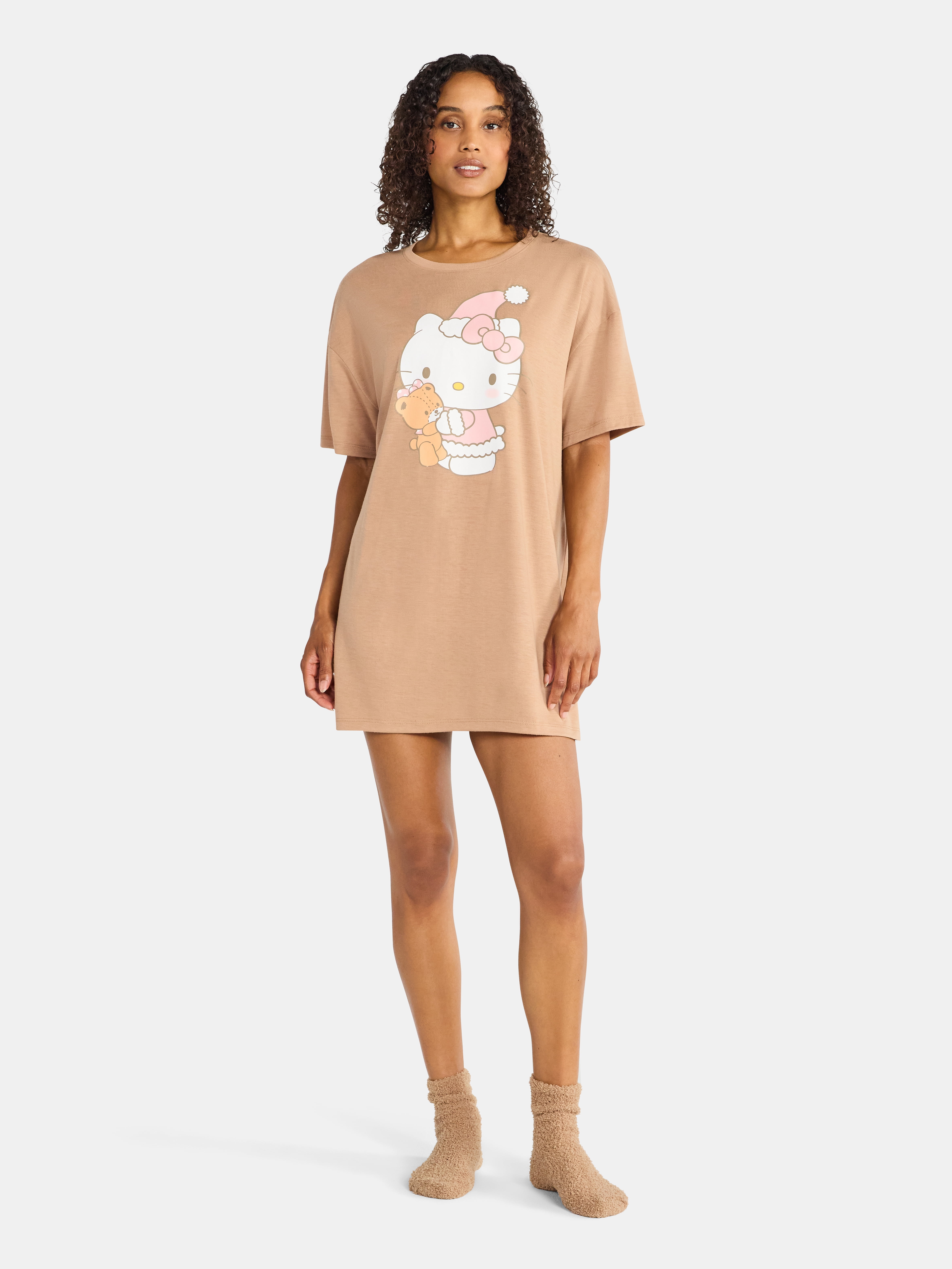 Grayson Social Hello Kitty Women's Teddy Bear Sleep Tee and Socks ...