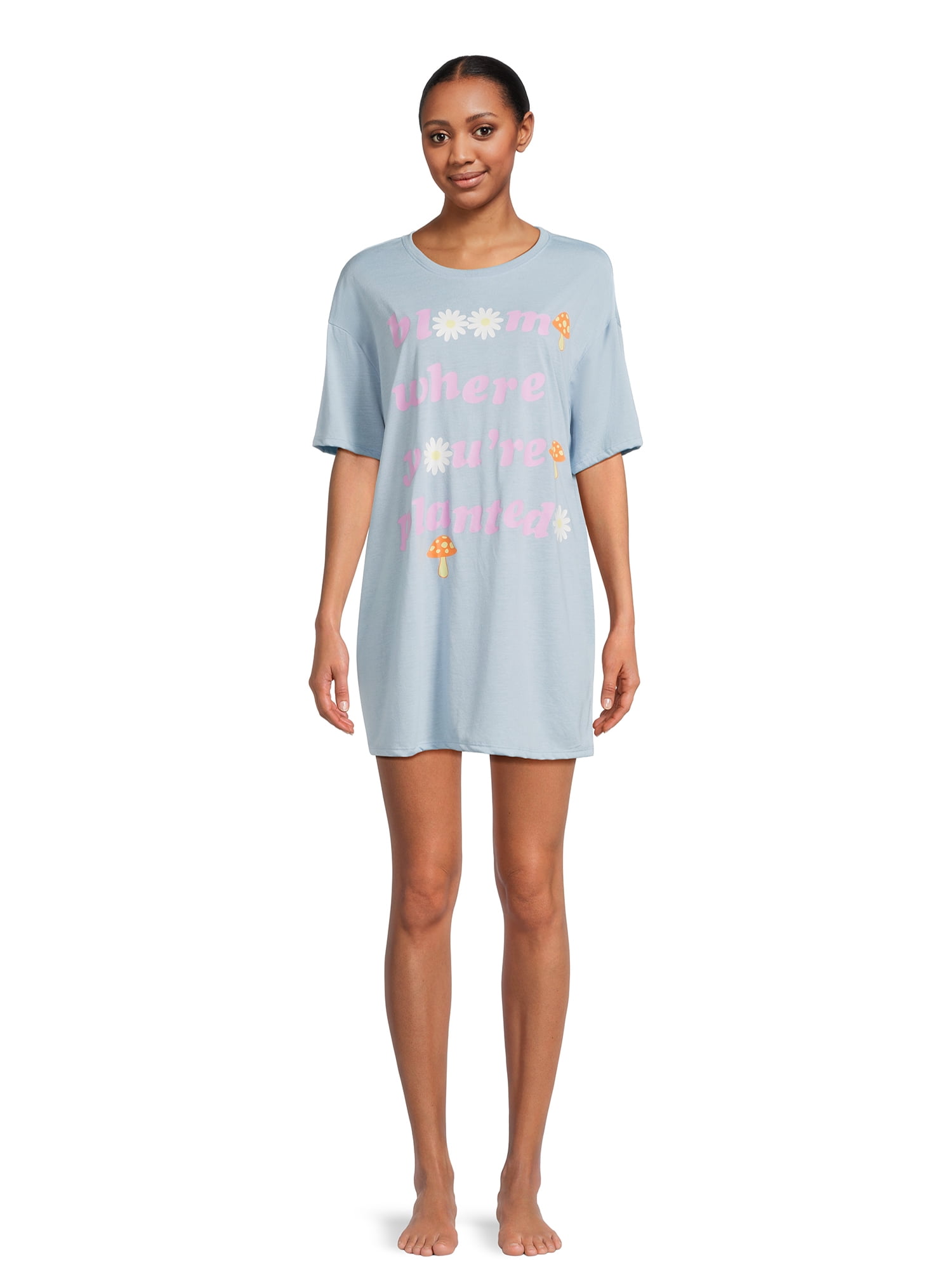 Grayson Social Juniors Oversized Sleepshirt and Scrunchie Set, 2-Piece ...