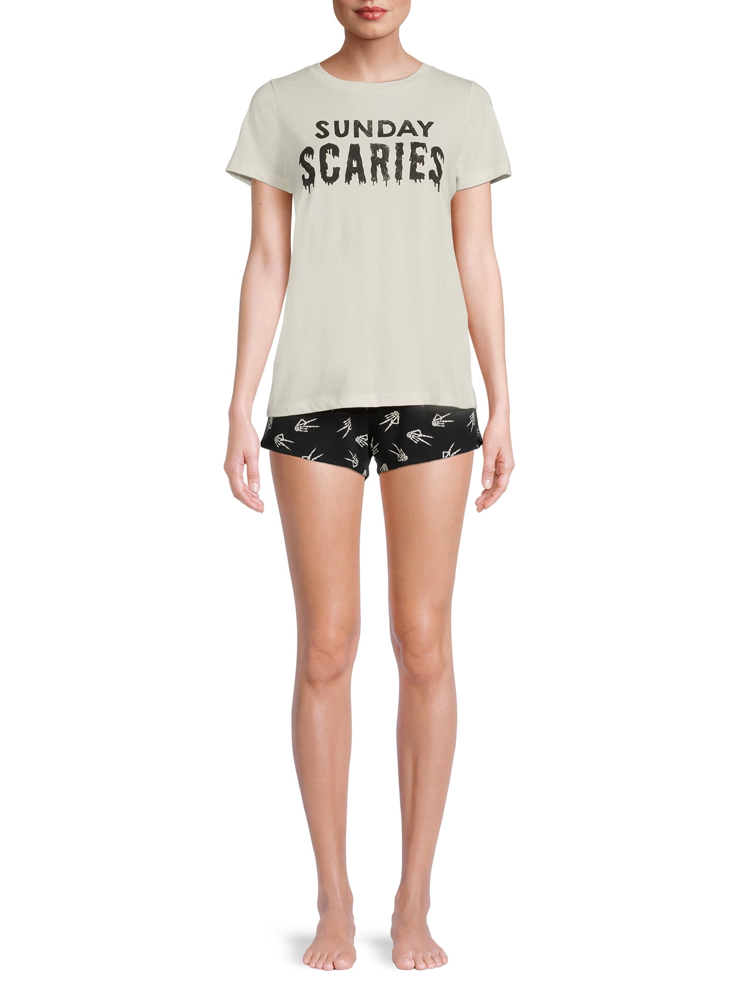 Grayson Social Women's and Women's Plus Sleep Halloween Short Sleeve Tee and Pajama Short Set ...