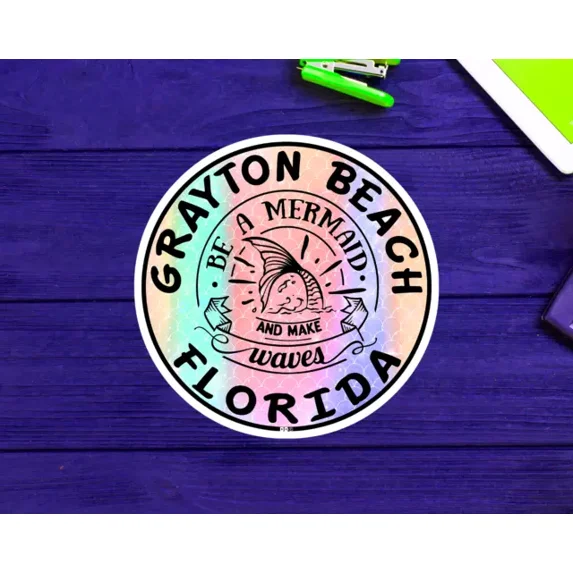 Grayton Beach Florida Be A Mermaid Sticker Decal Sticker Fl Phone Decal ...