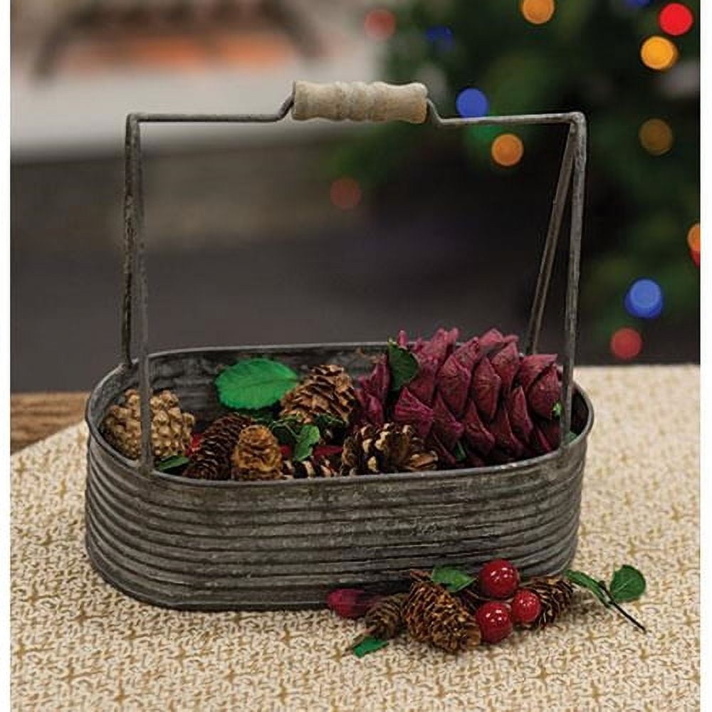 Graywashed Metal Oval Bucket With Handle (Pack of 4) - Walmart.com