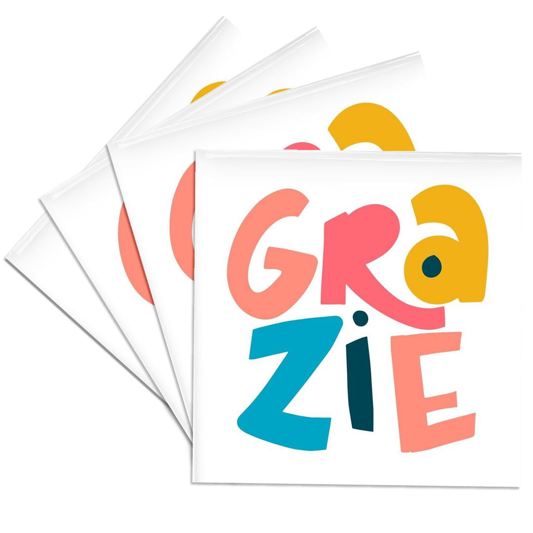 3drose, Grazie Thank You Greeting Gift, Set of 4 Ceramic Tile Coasters ...
