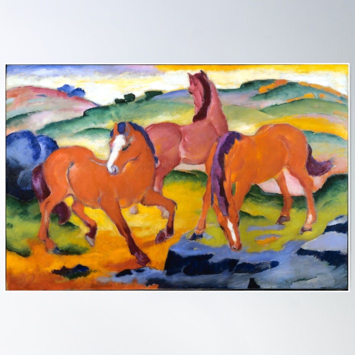 Grazing Horses Iv (The Red Horses), By Franz Marc Poster Wall Art ...