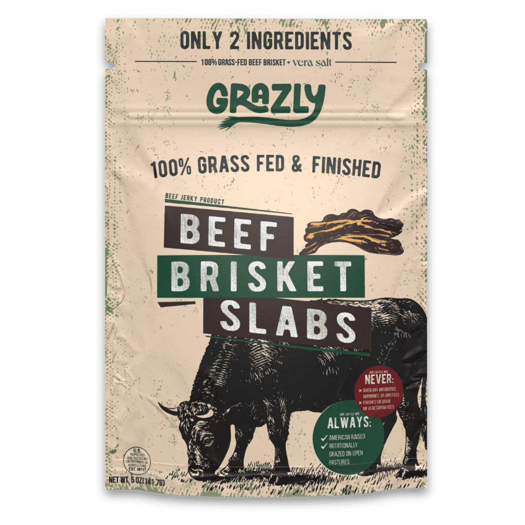 Grazly Beef Brisket Slab - Grass Fed and Finished Meat Snacks - Rich ...
