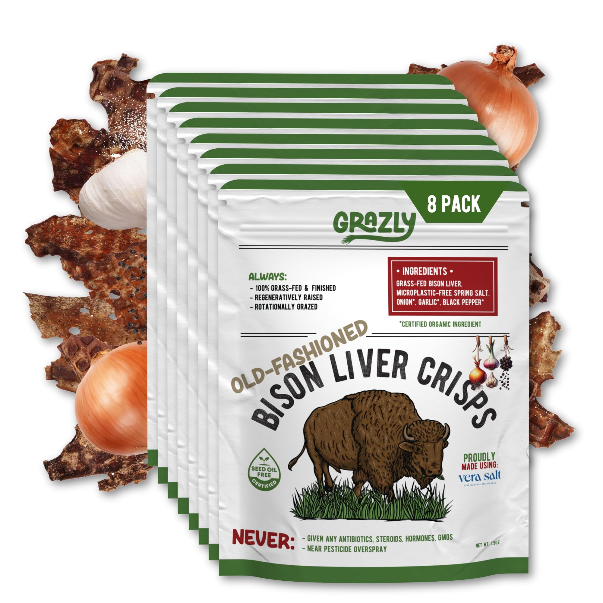 Grazly Old Fashioned Bison CCF19 Liver Crisps - Grass Finished Bison ...