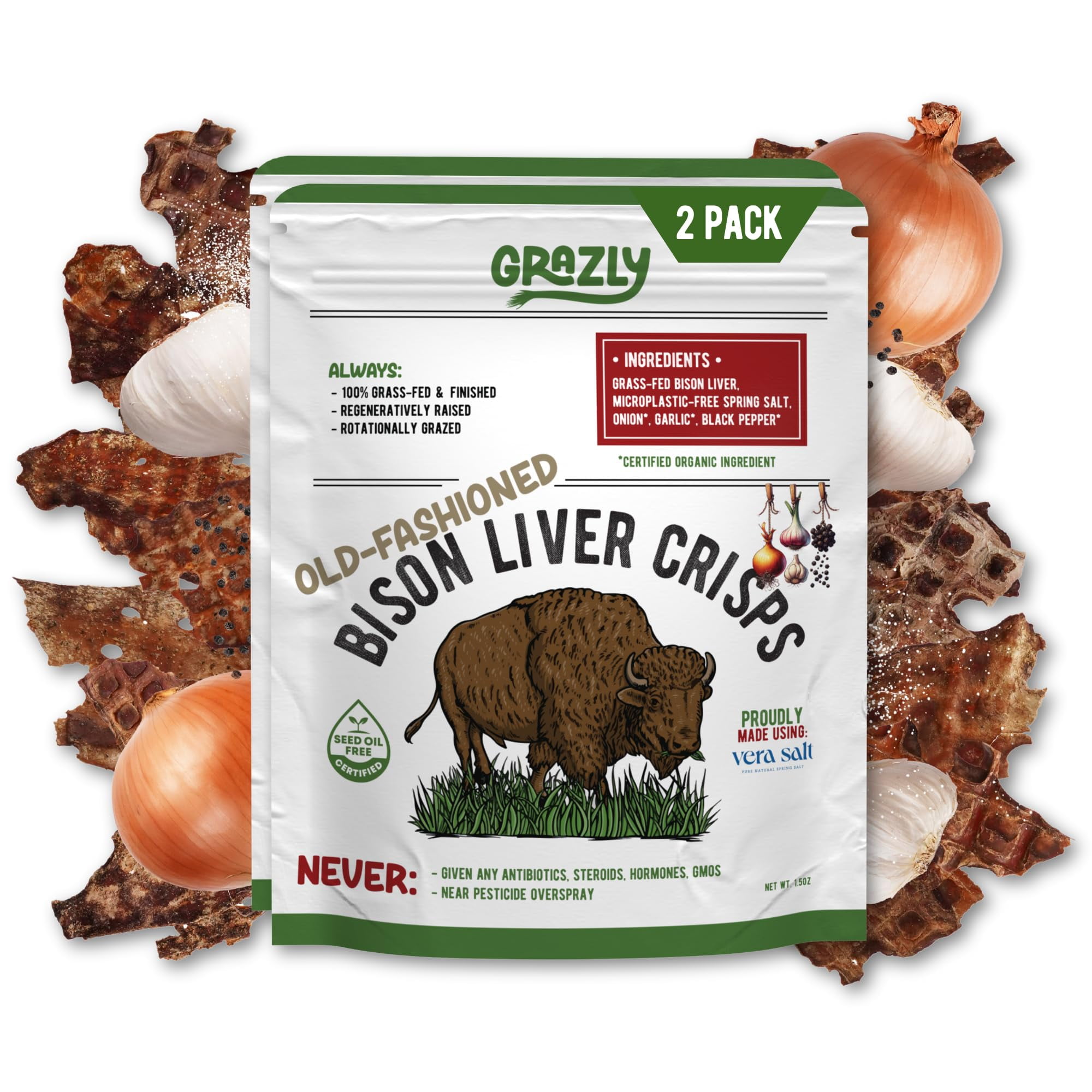 Grazly Old Fashioned Bison MFF30 Liver Crisps - Grass Finished Bison ...