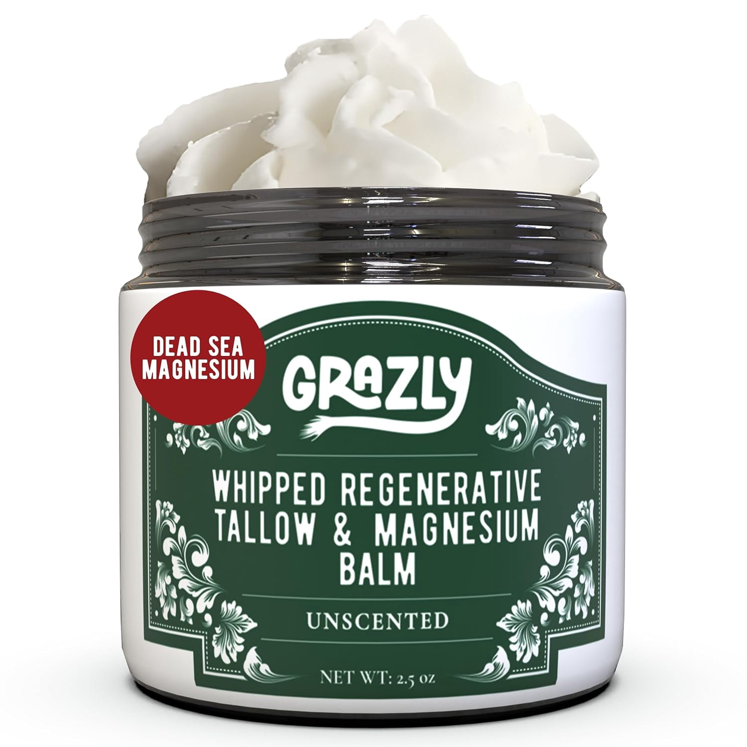 Grazly, Whipped Beef Tallow for Skin, 2.5oz, Unscented, Sensitive Skin ...