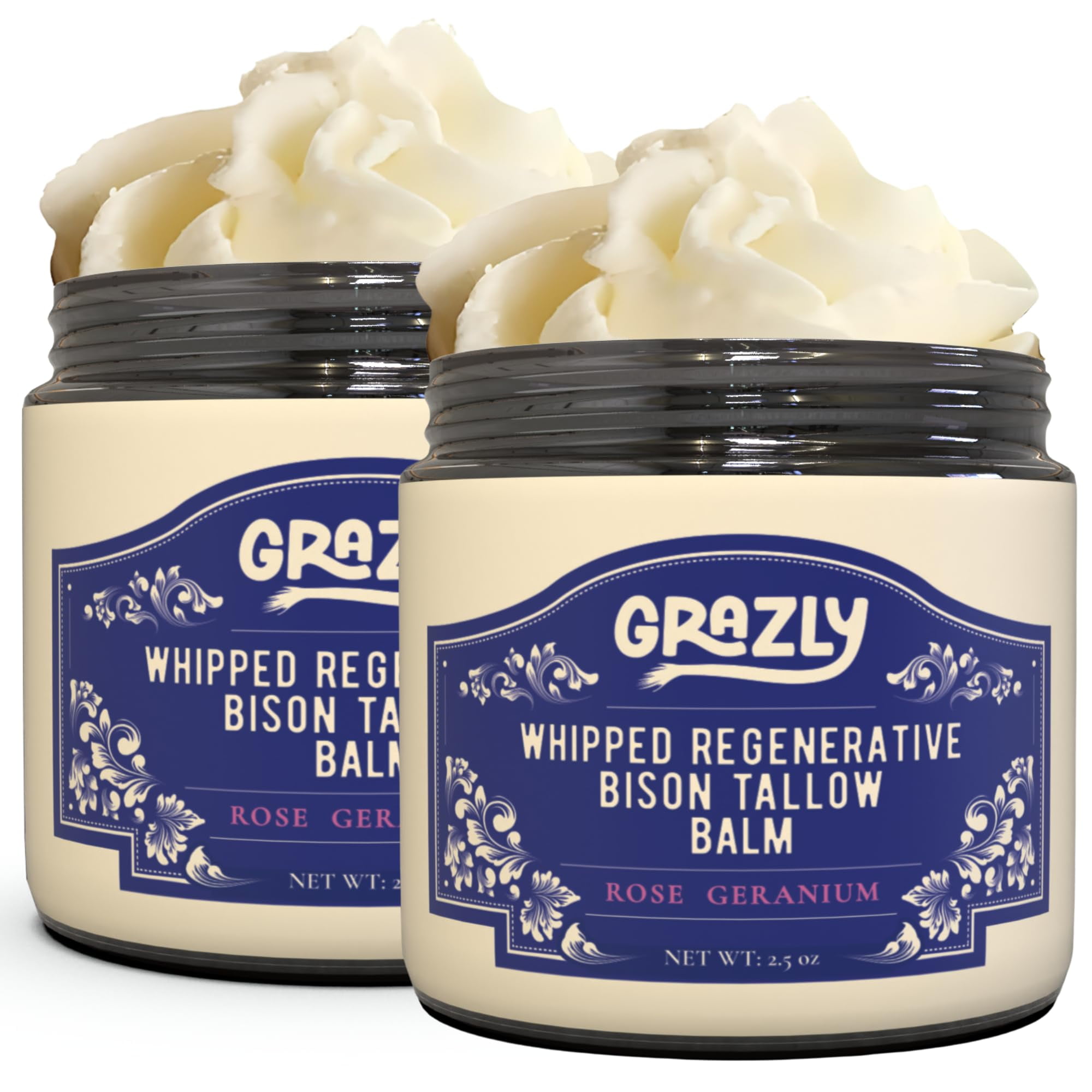 Grazly Whipped Bison Tallow DMF15 Balm w/Manuka Honey, Geranium Oil ...