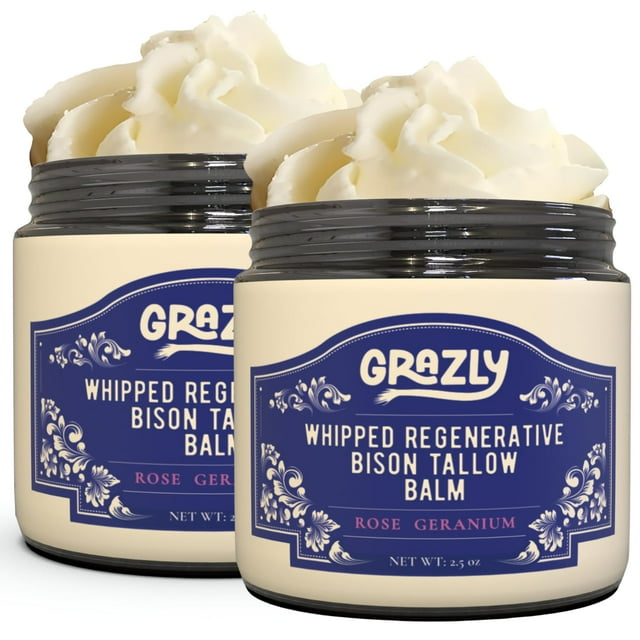 Grazly Whipped Bison Tallow MZF22 Balm w/Manuka Honey, Geranium Oil ...