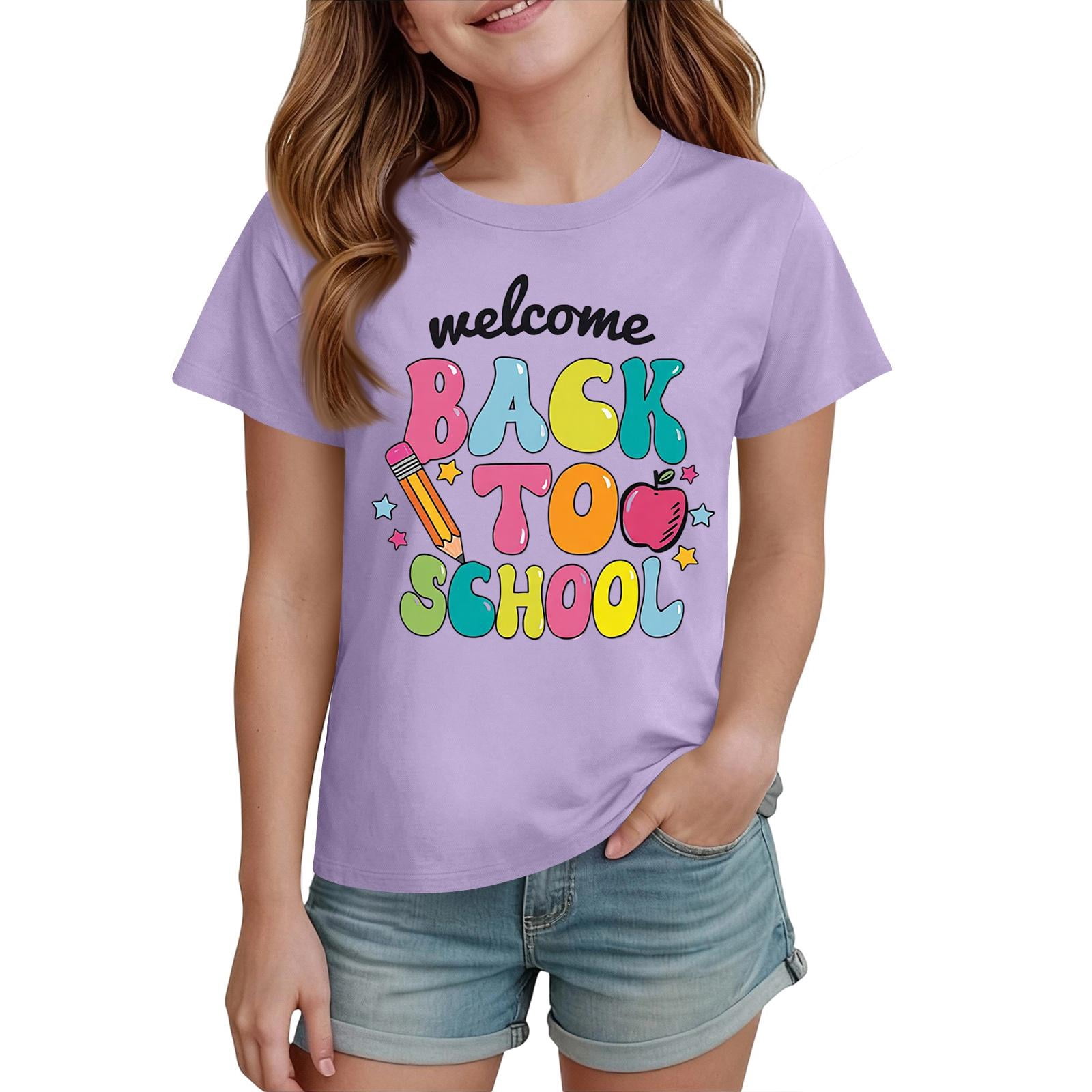 Grblisyd Back to School Boys Girls Shirts Kids Letter Print Short ...