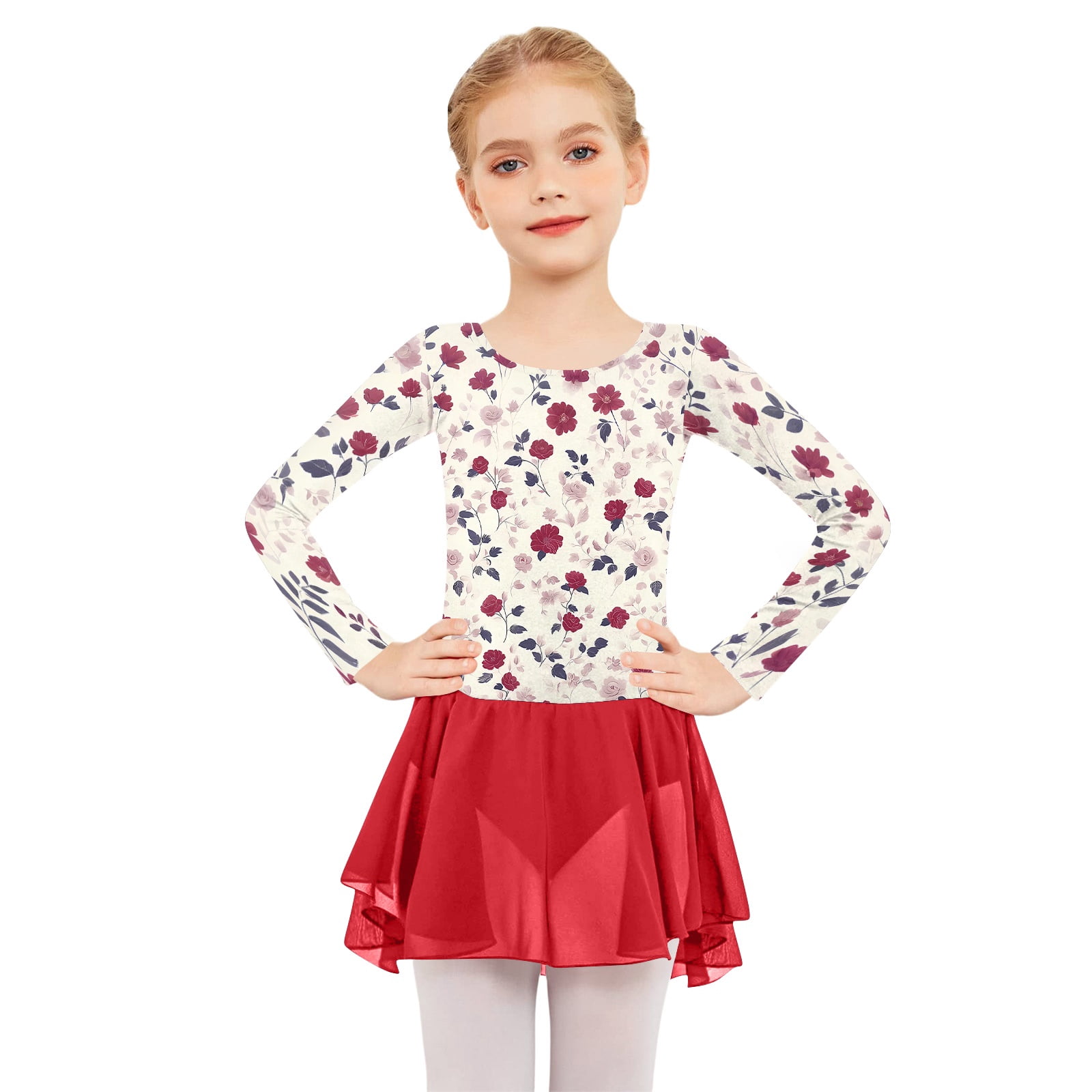 Grblisyd Girls Dresses Cute Cartoon Print Long Sleeve Ballet Leotards ...