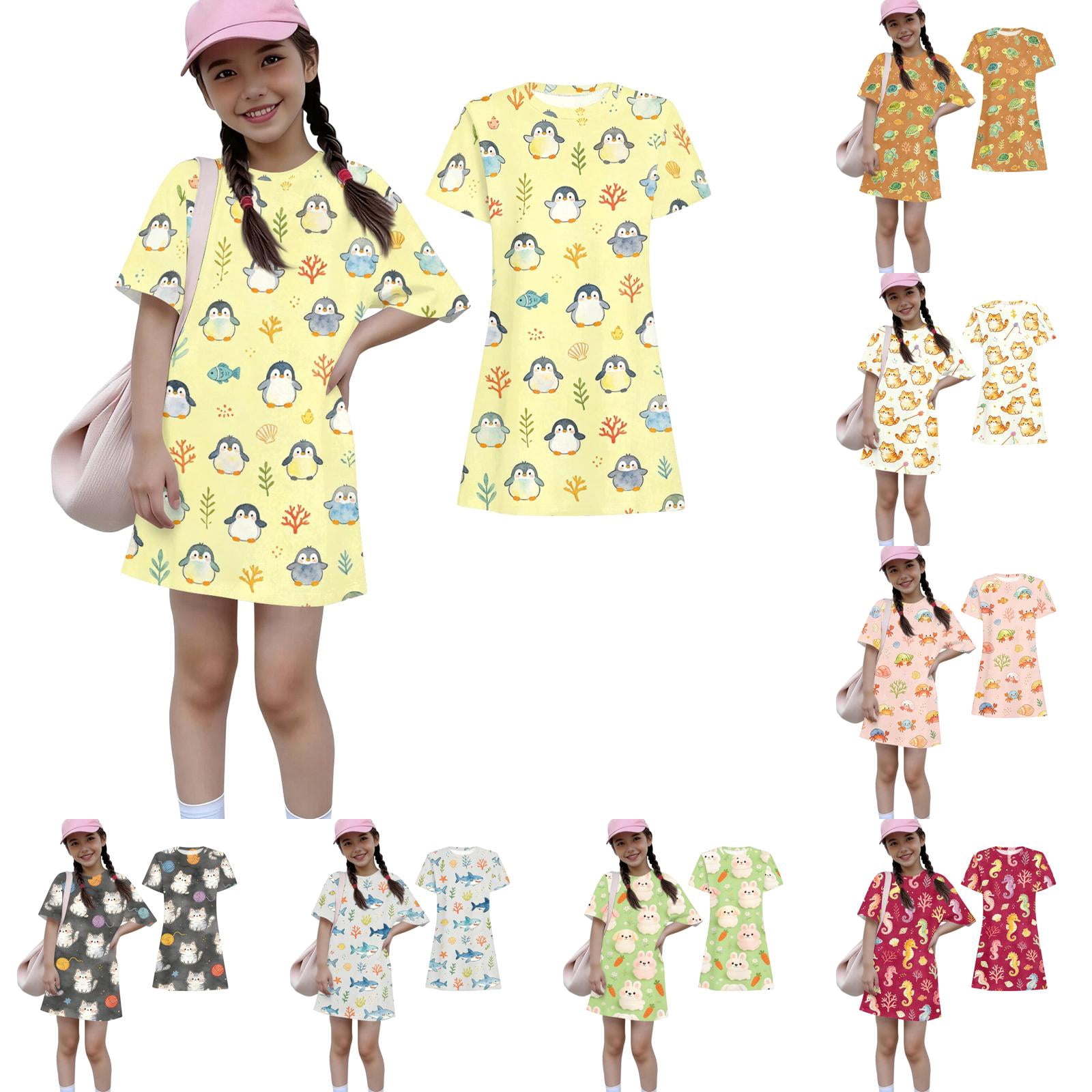Grblisyd Girls Dresses Size 10-12 Animal Print A-line Dress Casual ...