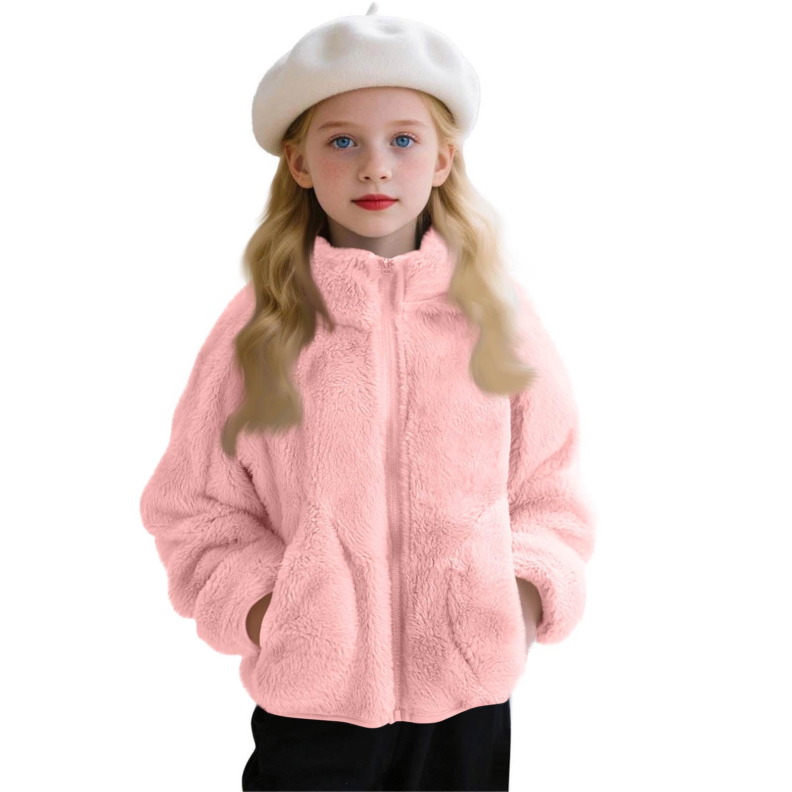 Grblisyd Girls Fleece Jacket Zip Up Lightweight Jacket Cozy Soft Stand ...