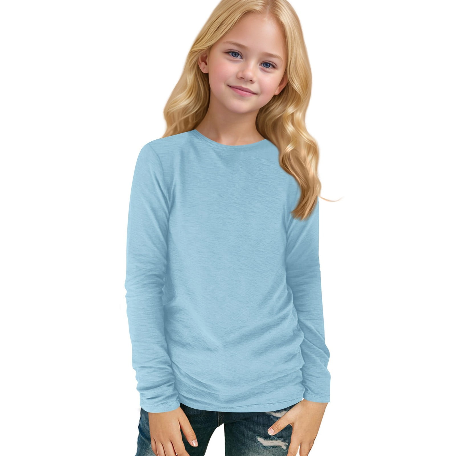 Grblisyd Girls Long Sleeve Shirts Fall Trendy Plain Shirts Size 10-12 ...