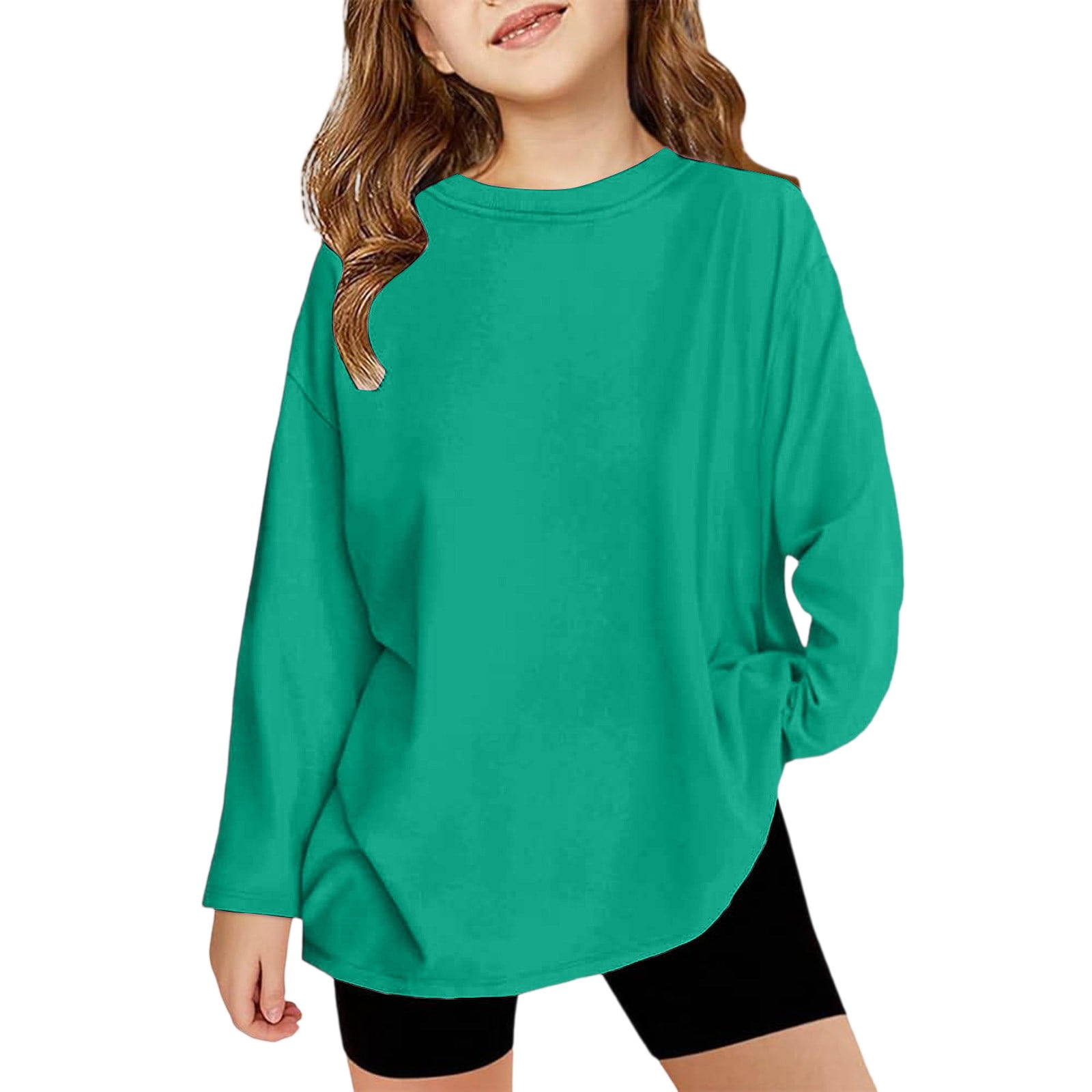 Grblisyd Girls Long Sleeve Shirts Size 10-12 Black Plain Teen Girls ...
