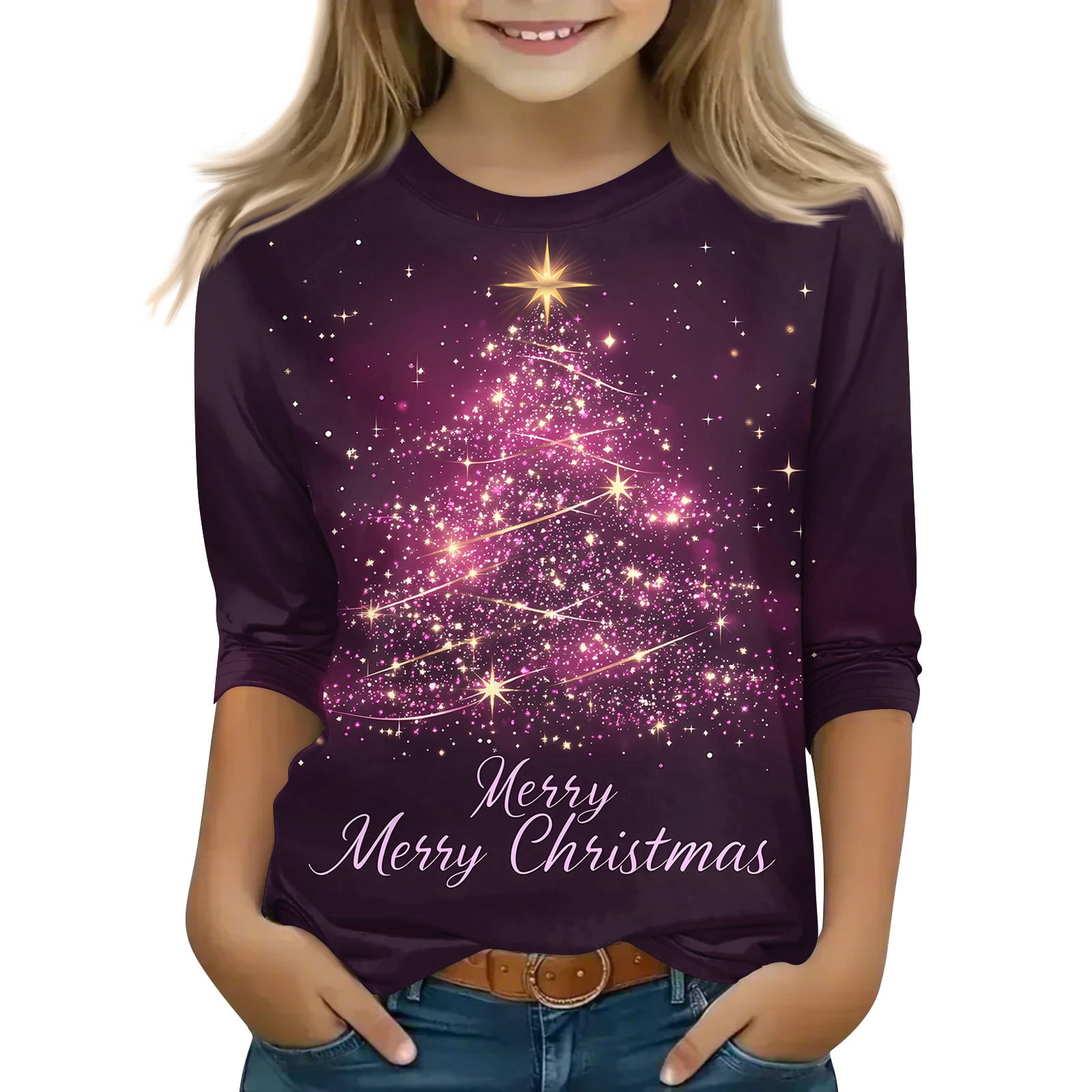 Grblisyd Girls Tops Kids 10-12 Years Graphic Pink Shirts Christmas ...