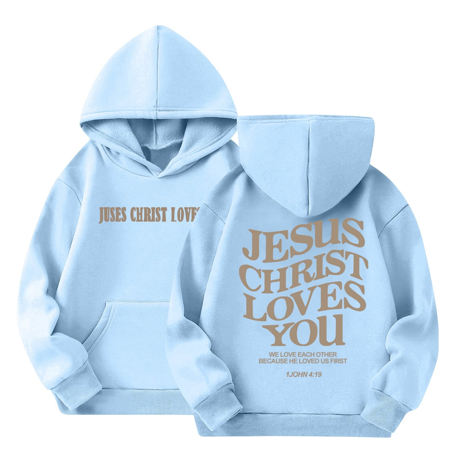 Grblisyd JESUS CHRIST LOVES YOU Hoodie for Teen Girls Comfrt Christian ...