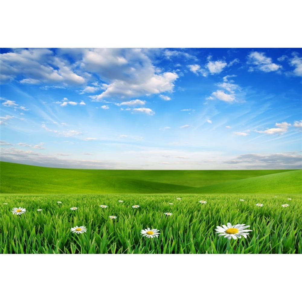 Gre Grass Lawn Blue Sky Cloudy Spring Natural Scic Photography ...