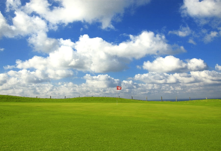 Gre Grass Lawn Blue Sky Cloudy Spring Natural Scic Photography ...