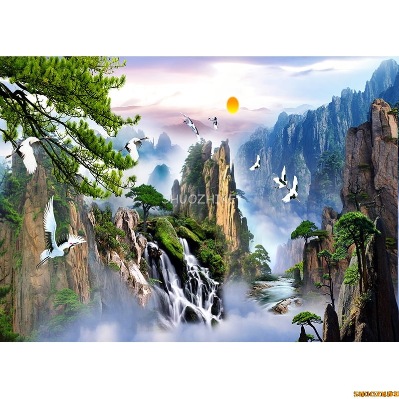 Gre Spring Beautiful Scery Photography Backdrops Props Blue Sky White Cloud Nature lawn Forest ...