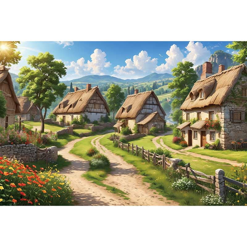 Gre Spring Village Tree s River Photography Backgrounds Natural Rural ...