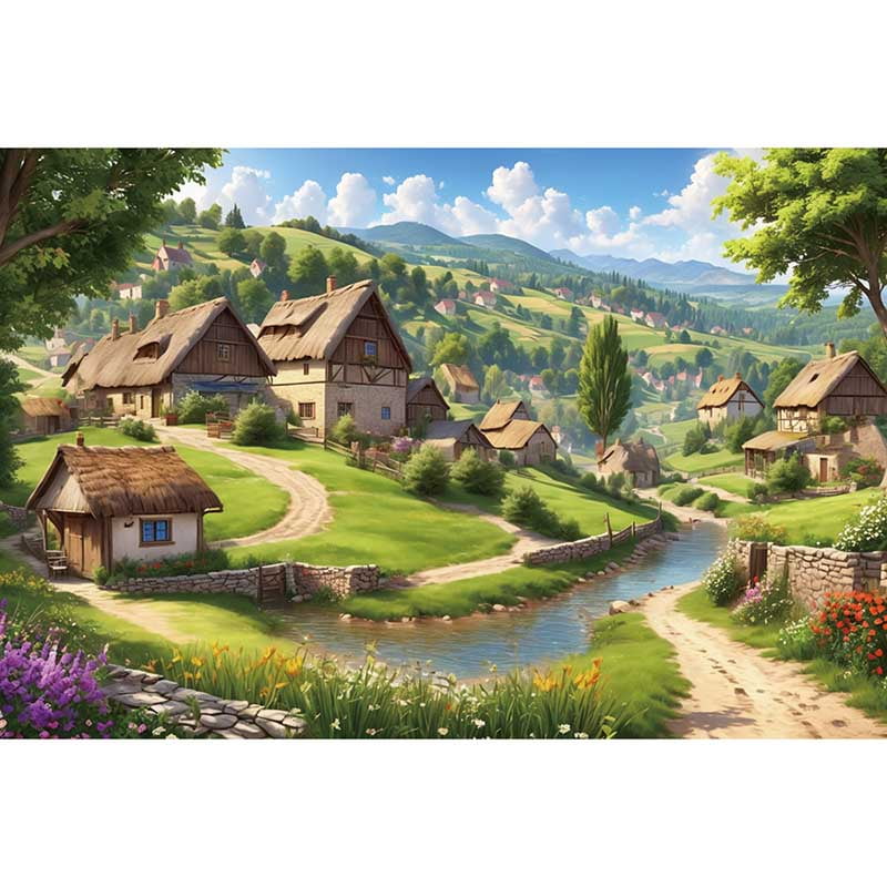 Gre Spring Village Tree s River Photography Backgrounds Natural Rural ...