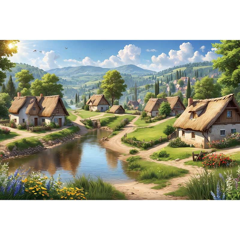 Gre Spring Village Tree s River Photography Backgrounds Natural Rural ...