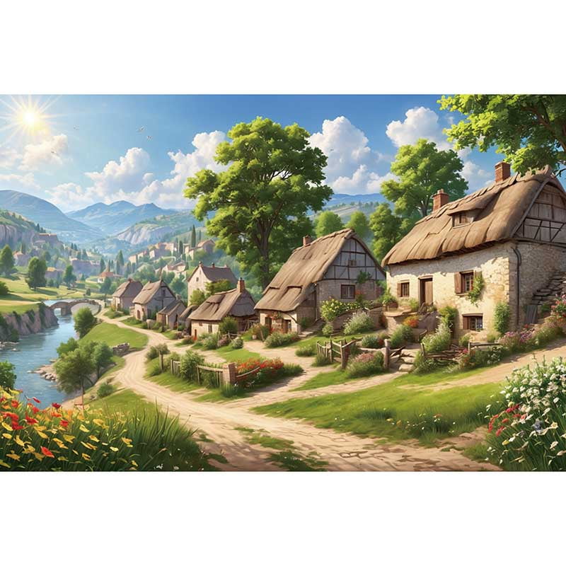 Gre Spring Village Tree s River Photography Backgrounds Natural Rural ...